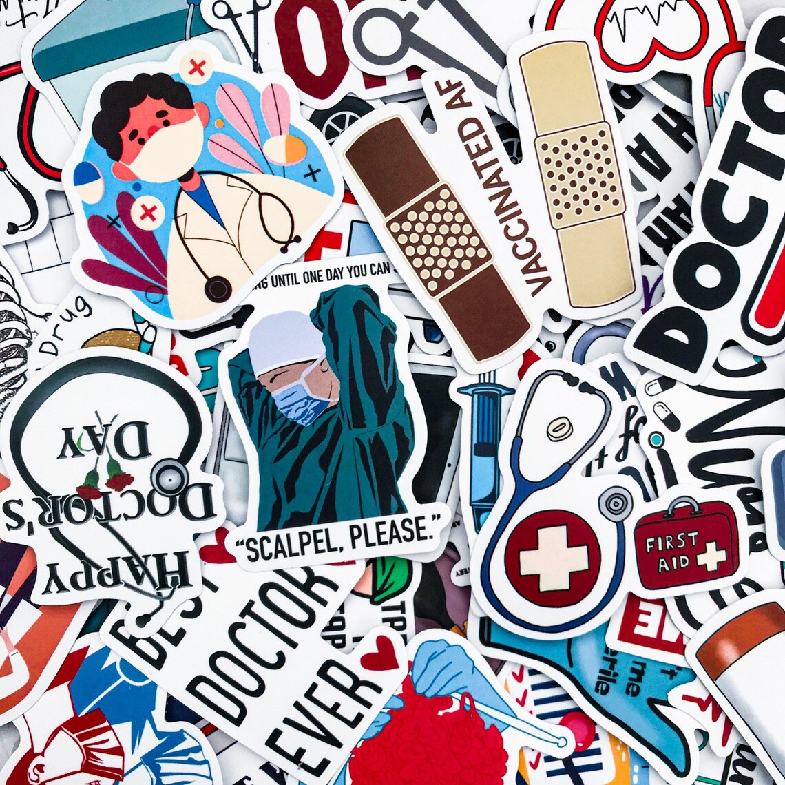 50 Random Medical Education Stickers, Medical Tools Stickers, Nurse and ...