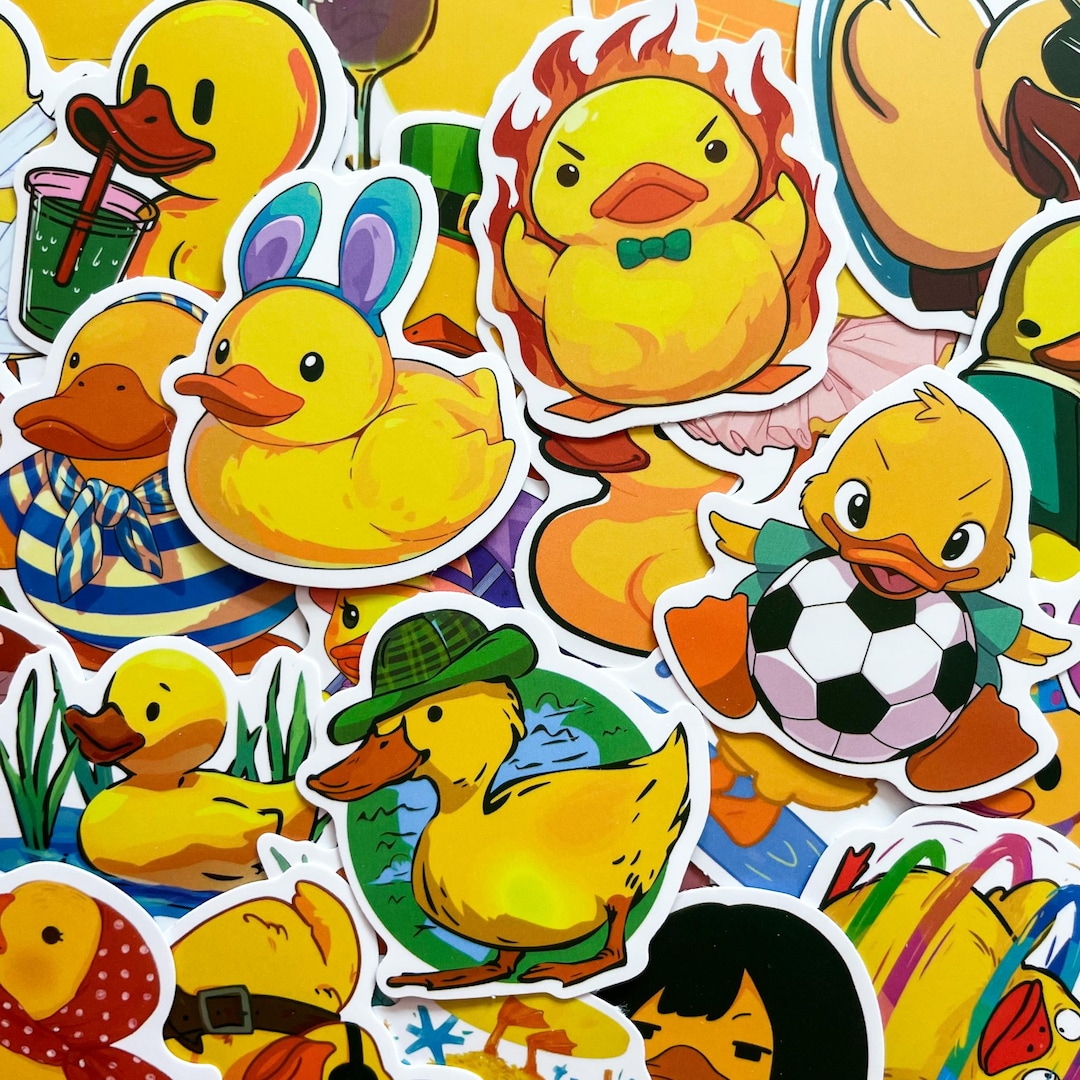 50PCS Kawaii Yellow Duck Sticker Pack, Cartoon Duck Stickers ...