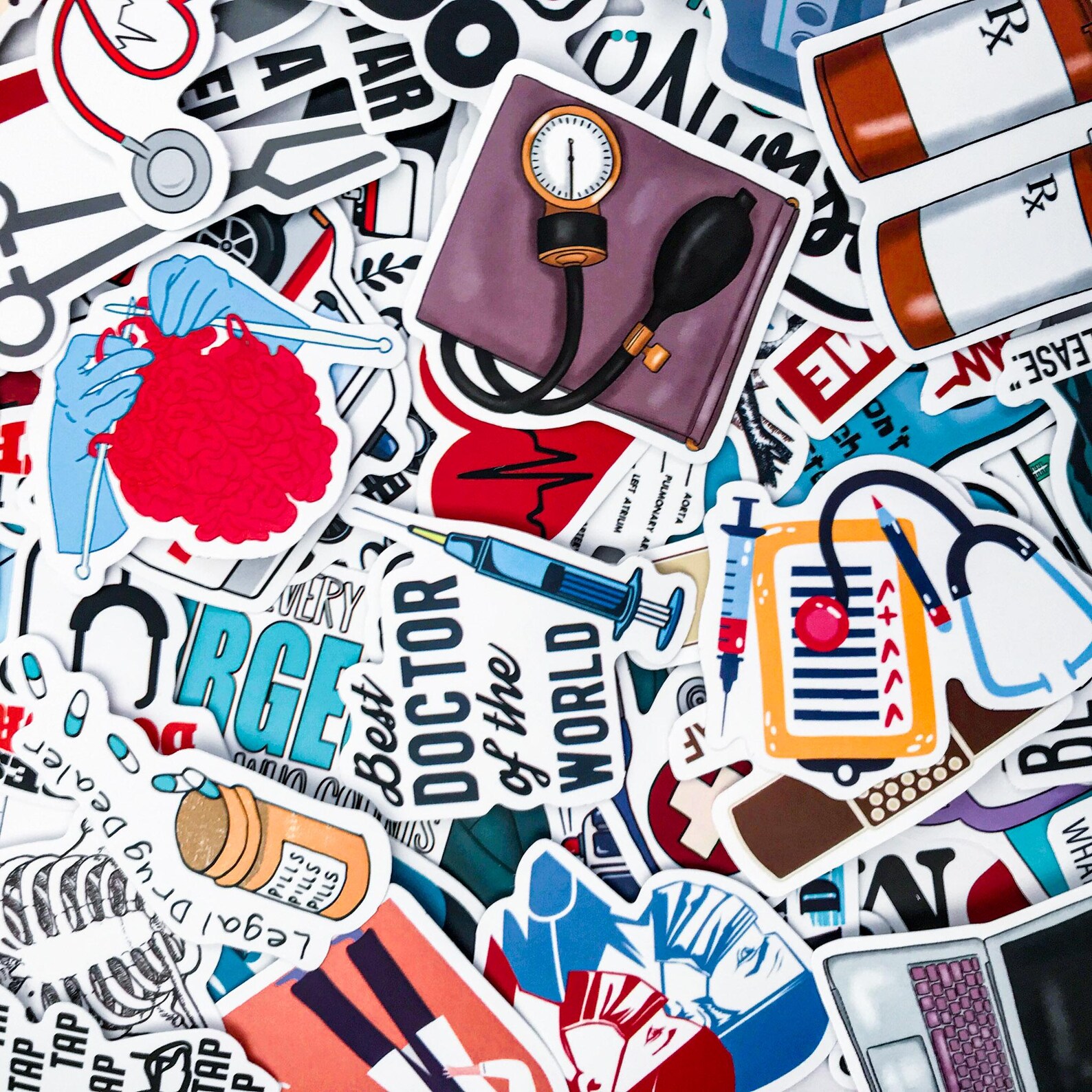 50 Random Medical Education Stickers, Medical Tools Stickers, Nurse and ...
