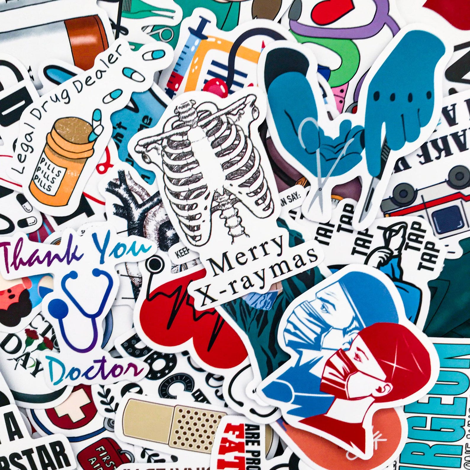 50 Random Medical Education Stickers, Medical Tools Stickers, Nurse and ...