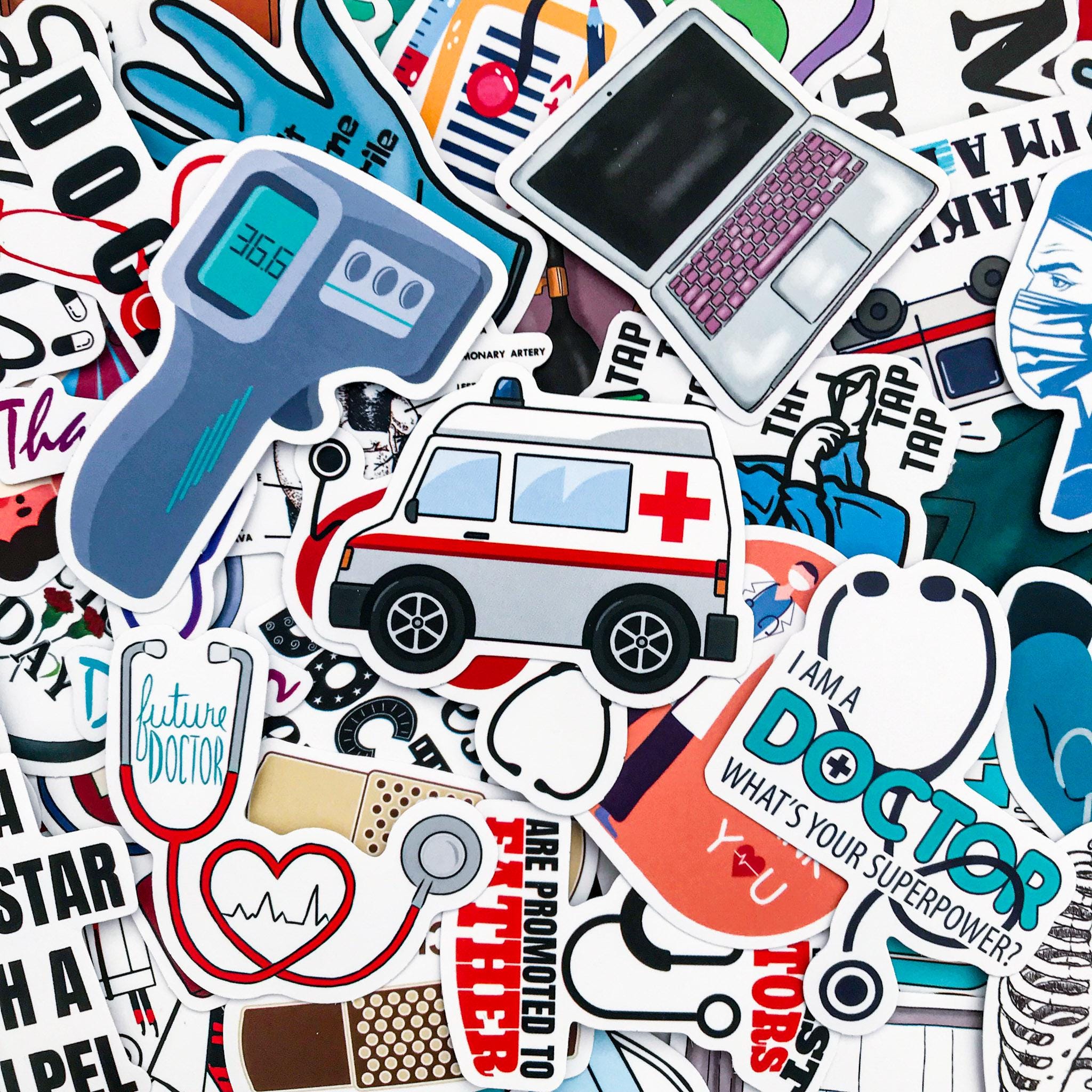 50 Random Medical Education Stickers, Medical Tools Stickers, Nurse and ...