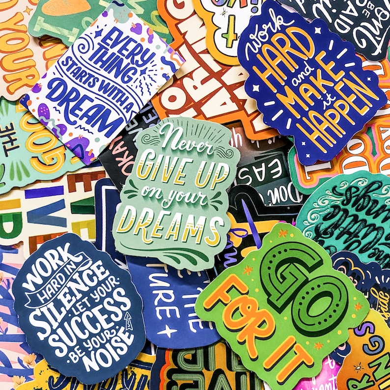 50PCS Motivational Quote Stickers, Colorful Positive Stickers, Bright ...
