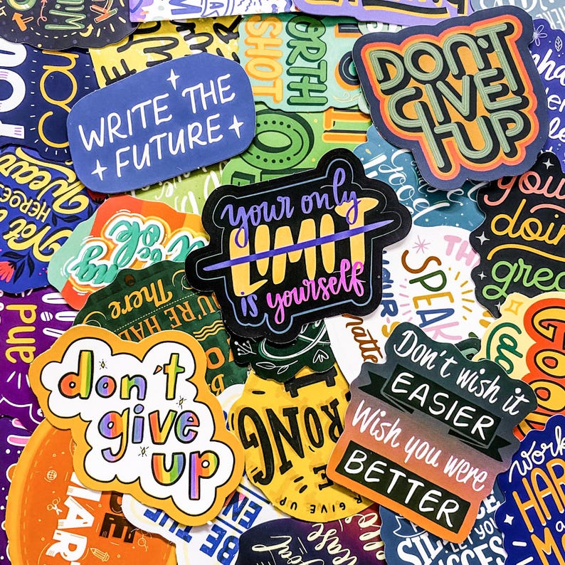 50PCS Motivational Quote Stickers, Colorful Positive Stickers, Bright ...