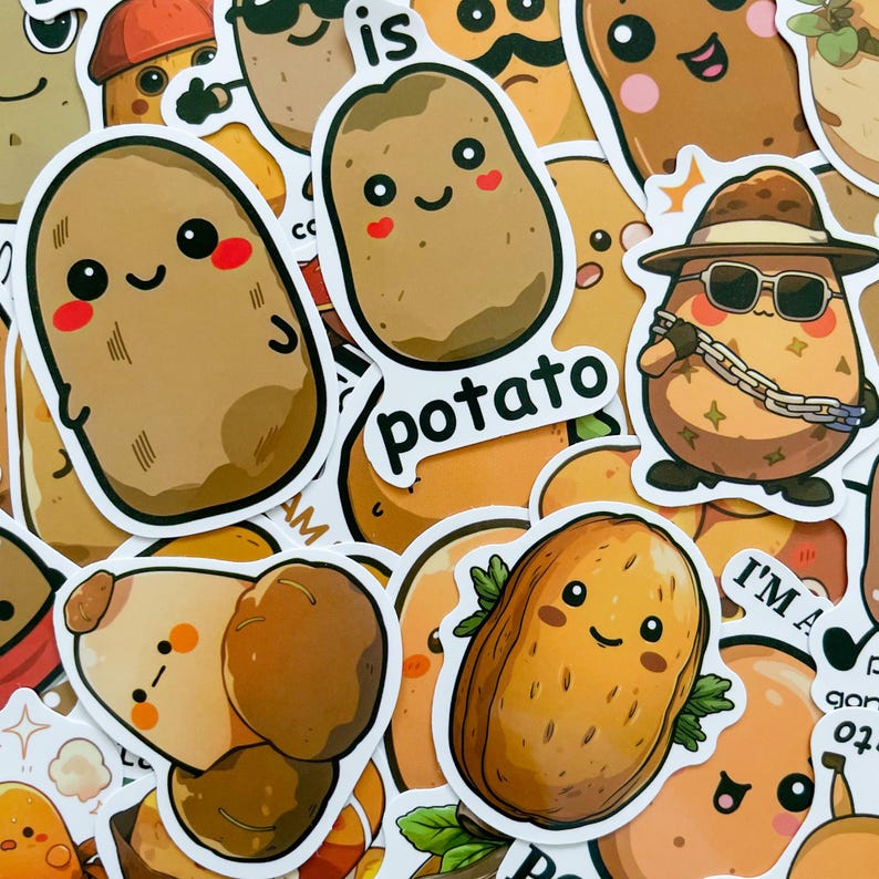 50PCS Cute Potato Stickers, Kawaii Funny Food Stickers, Adorable Potato ...