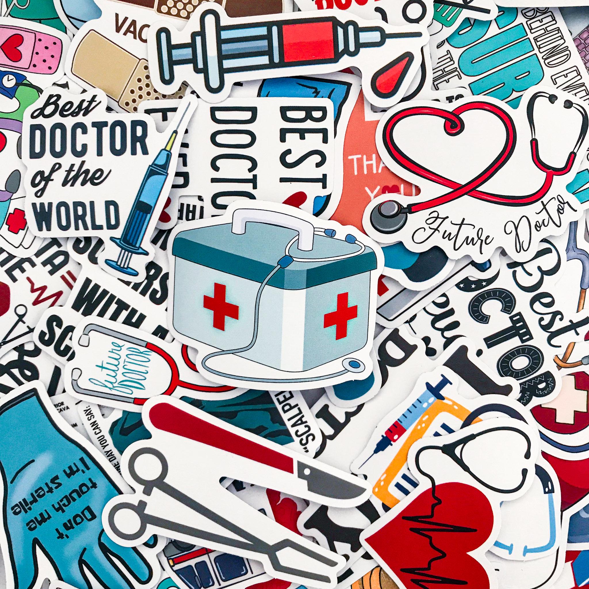 50 Random Medical Education Stickers, Medical Tools Stickers, Nurse and ...