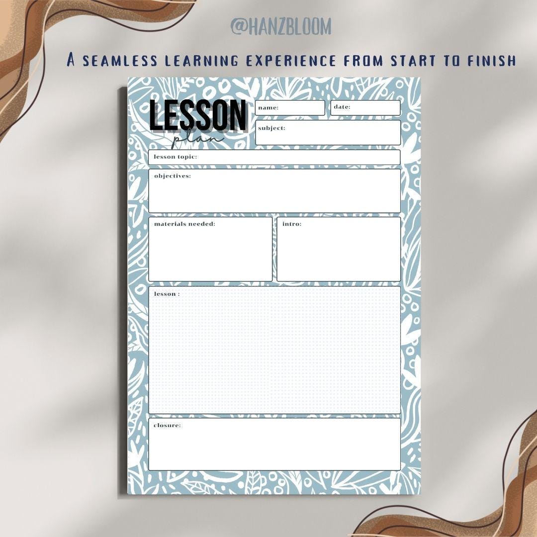 Daily Lesson Plan in Soft Blue - Etsy