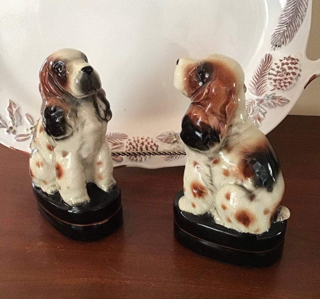 Vintage Set of Spaniel Dogs Bookends or Mantel Pieces/takchashi//san ...