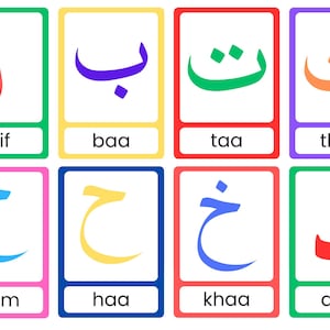 Arabic Alphabet Flashcards - Colorful Educational Printable for Kids - Etsy