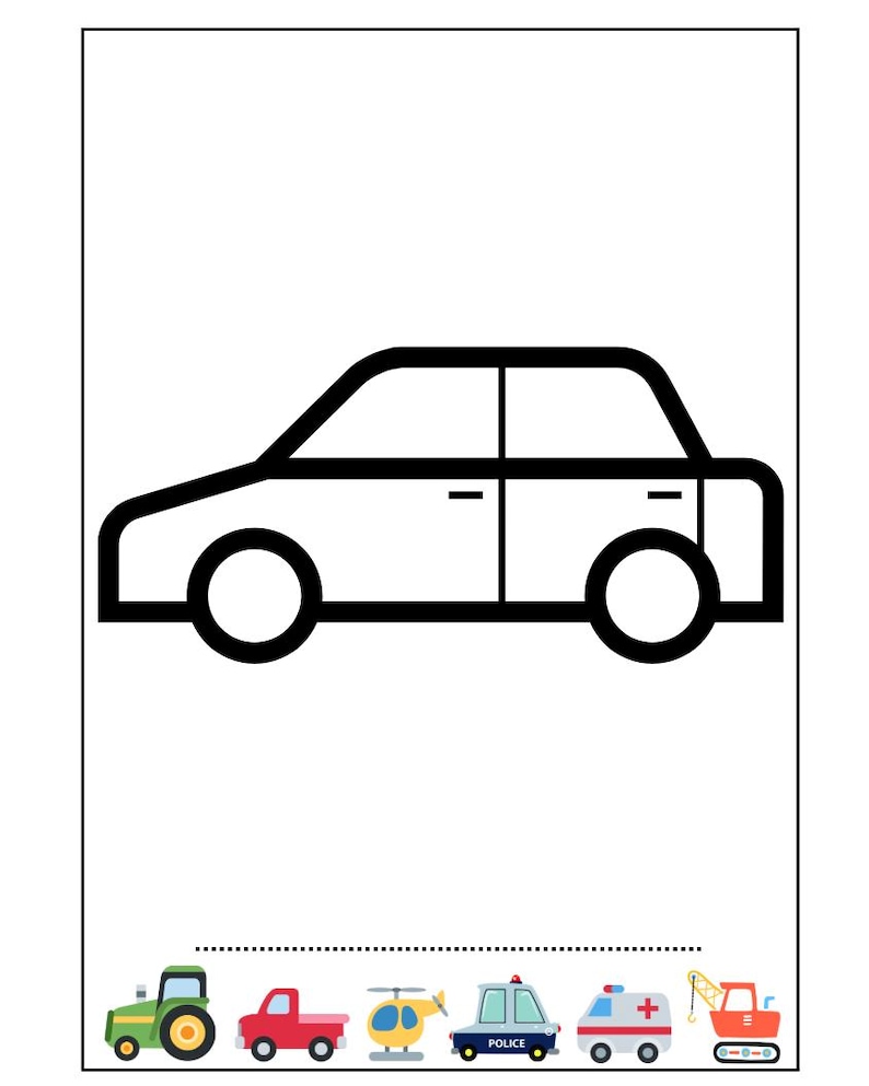 Printable Toddler Vehicles Coloring Book - Simple 10-page Worksheet for ...