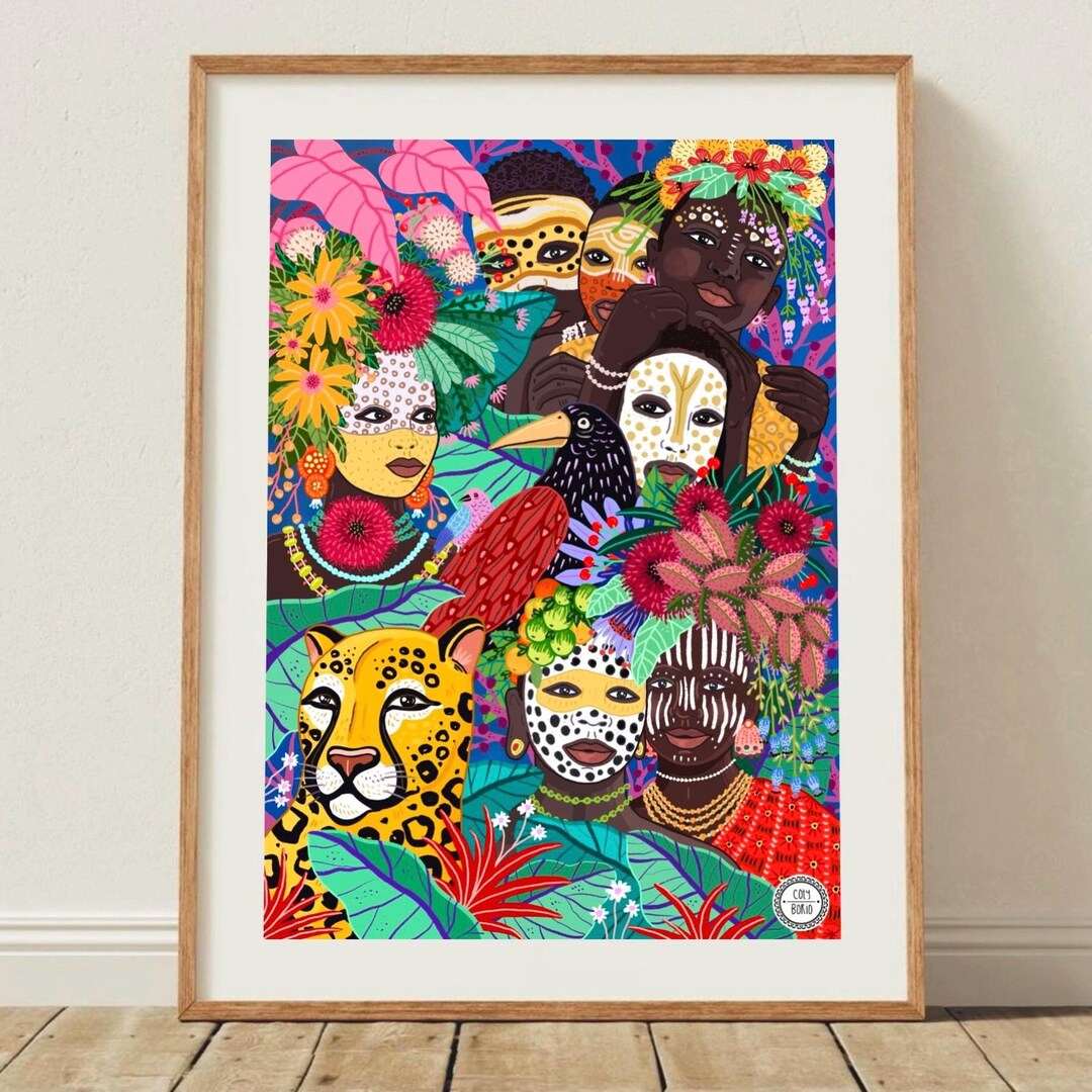 Tribu Suri, Art Print, Ethnic and Tribal Illustration, Boho Wall Decor ...