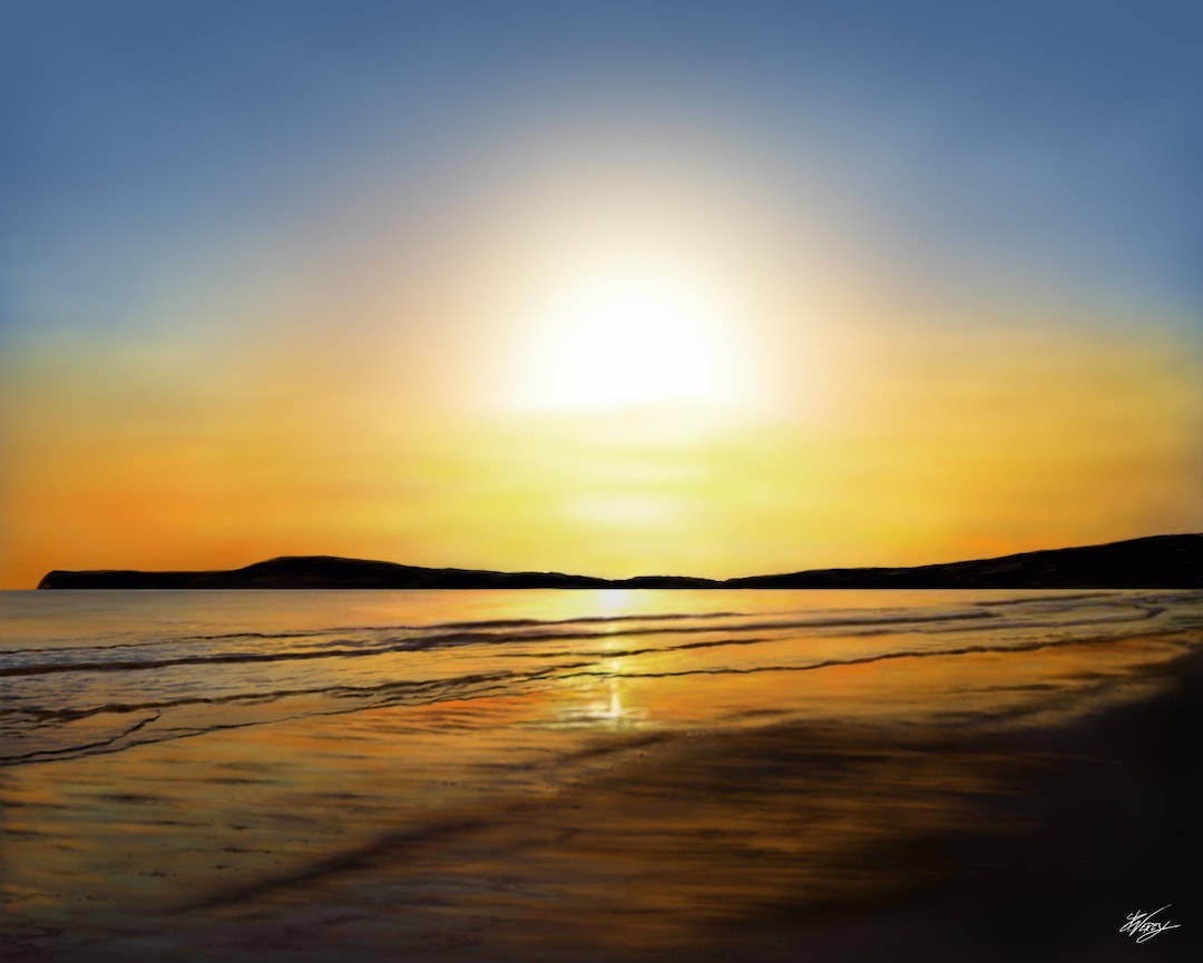 Compton Beach Sunset Art, Isle of Wight Painting (digital Download) - Etsy