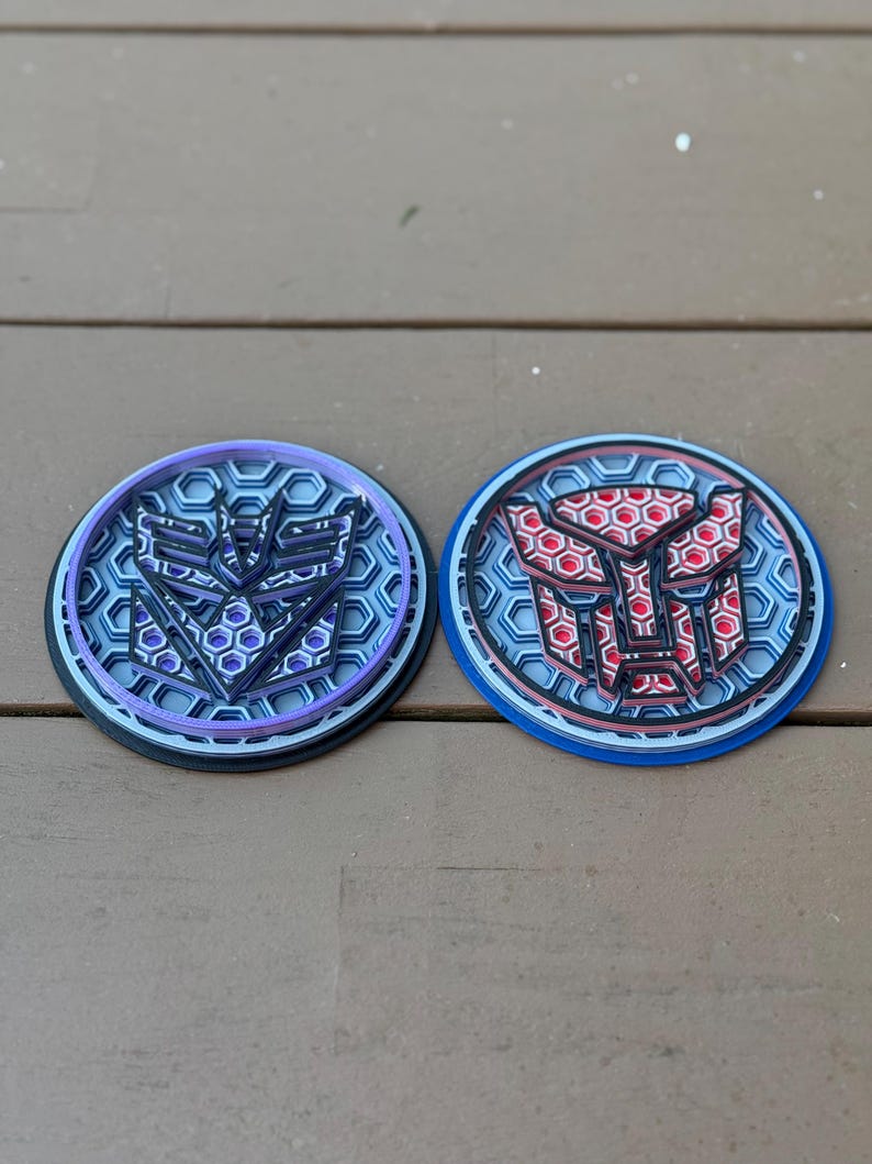 Transformers 3D Printed Coaster Set | Autobot or Decepticon Logo ...
