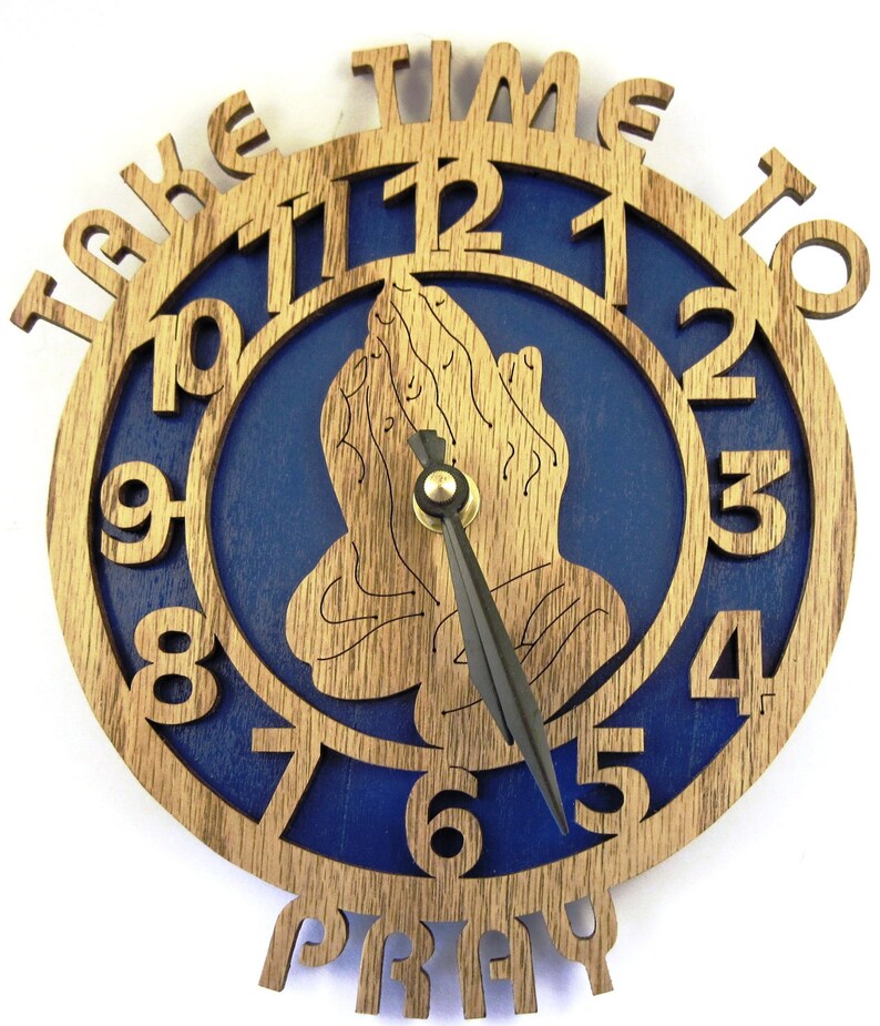 Handmade Oak Praying Hands Clock: Scroll Saw Wall Decor - Etsy