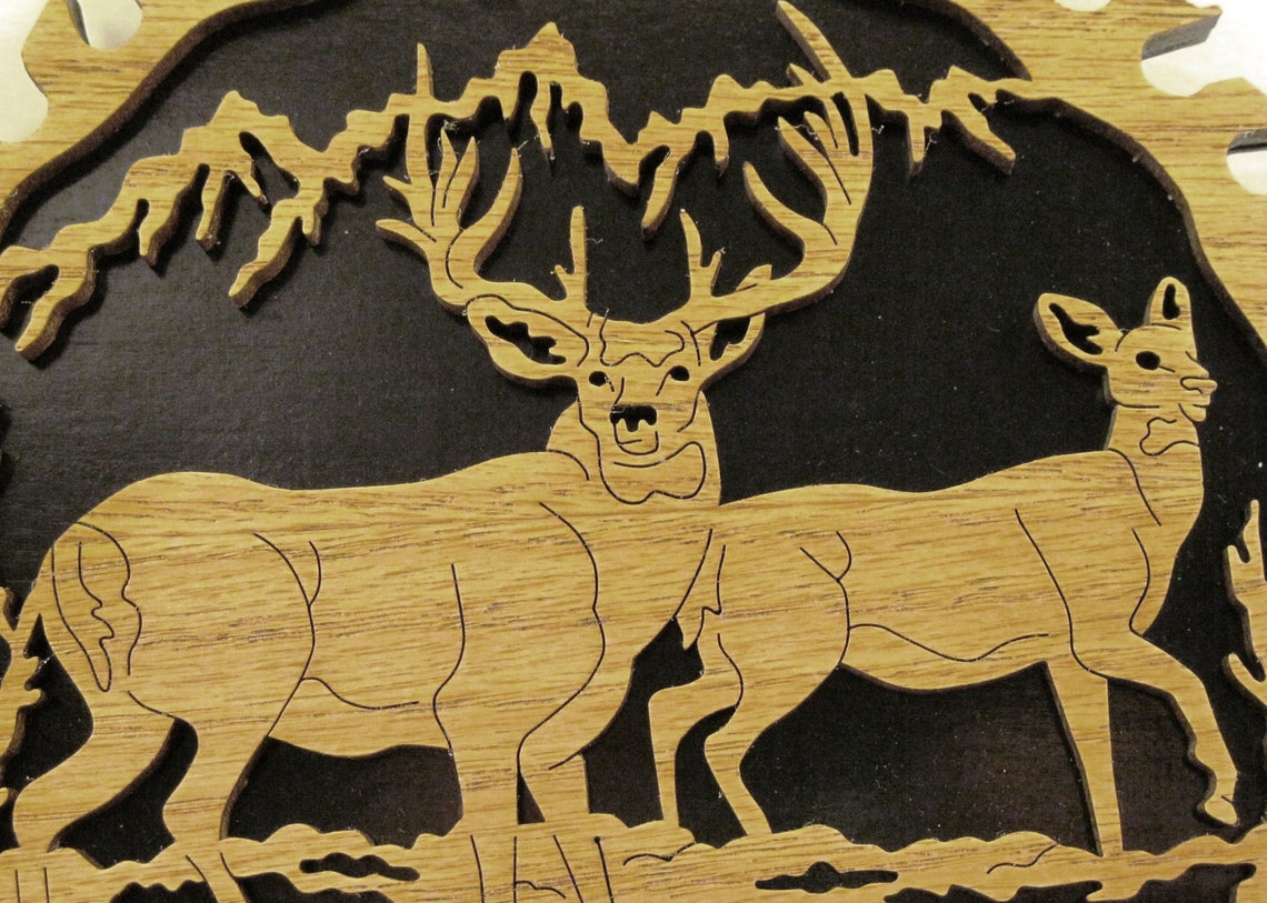 Two Deer in a Sawblade Scroll Saw Cut - Etsy