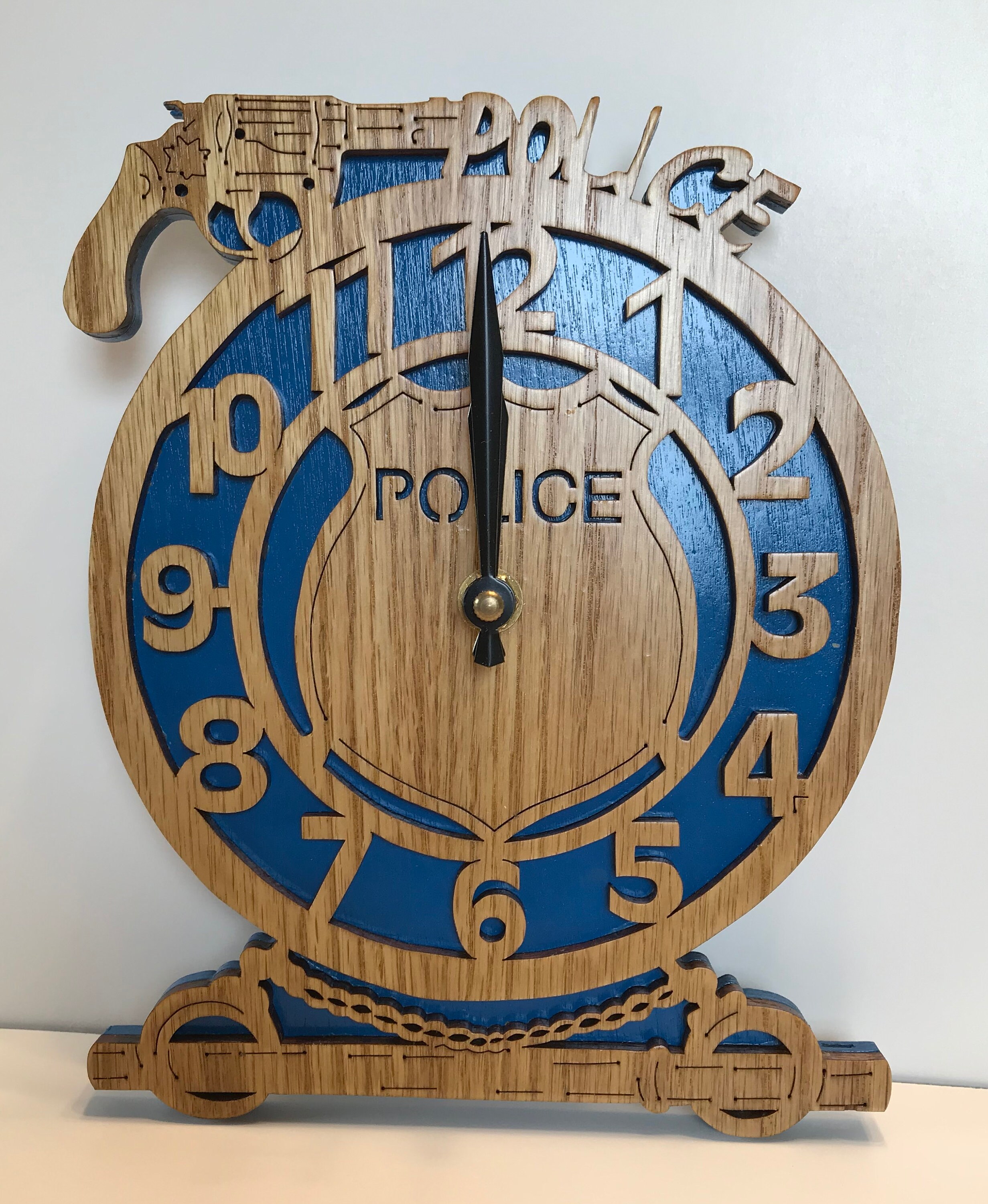 Police Clock, Scroll Saw Cut, Wooden Art, Woodworking, Wall Decor ...