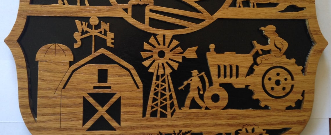Scroll Saw Cut Farm Scene Wall Hanging: Oak Fretwork Decor - Etsy