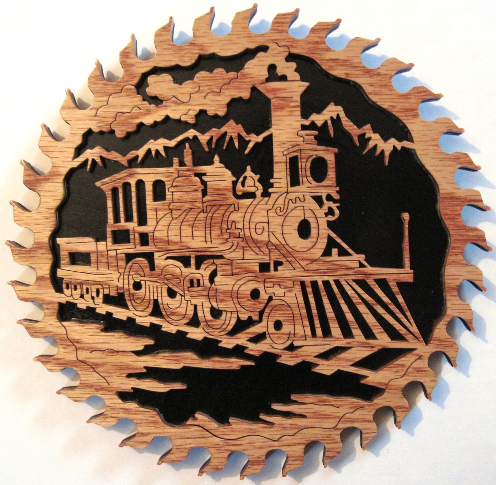 Train Scene in a Saw Blade Scroll Saw Cut Handmade - Etsy