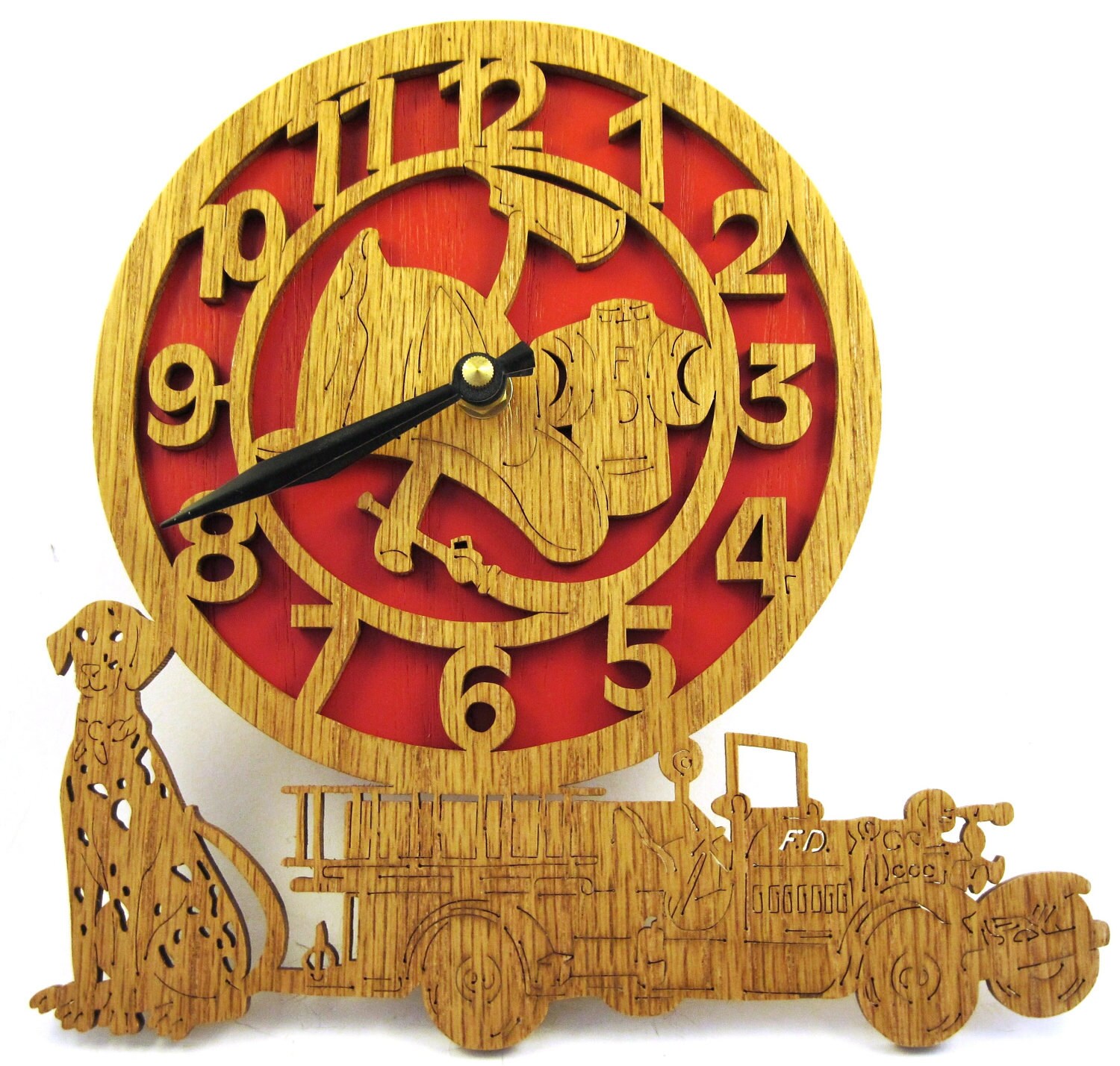 Firefighter Clock Scroll Saw Cut, Wooden Art, Woodworking, Wall Decor ...