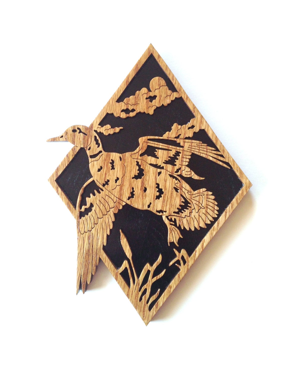 Mallard Duck in a Diamond Scroll Saw Cut, Fretwork, Wall Hanging, Home ...