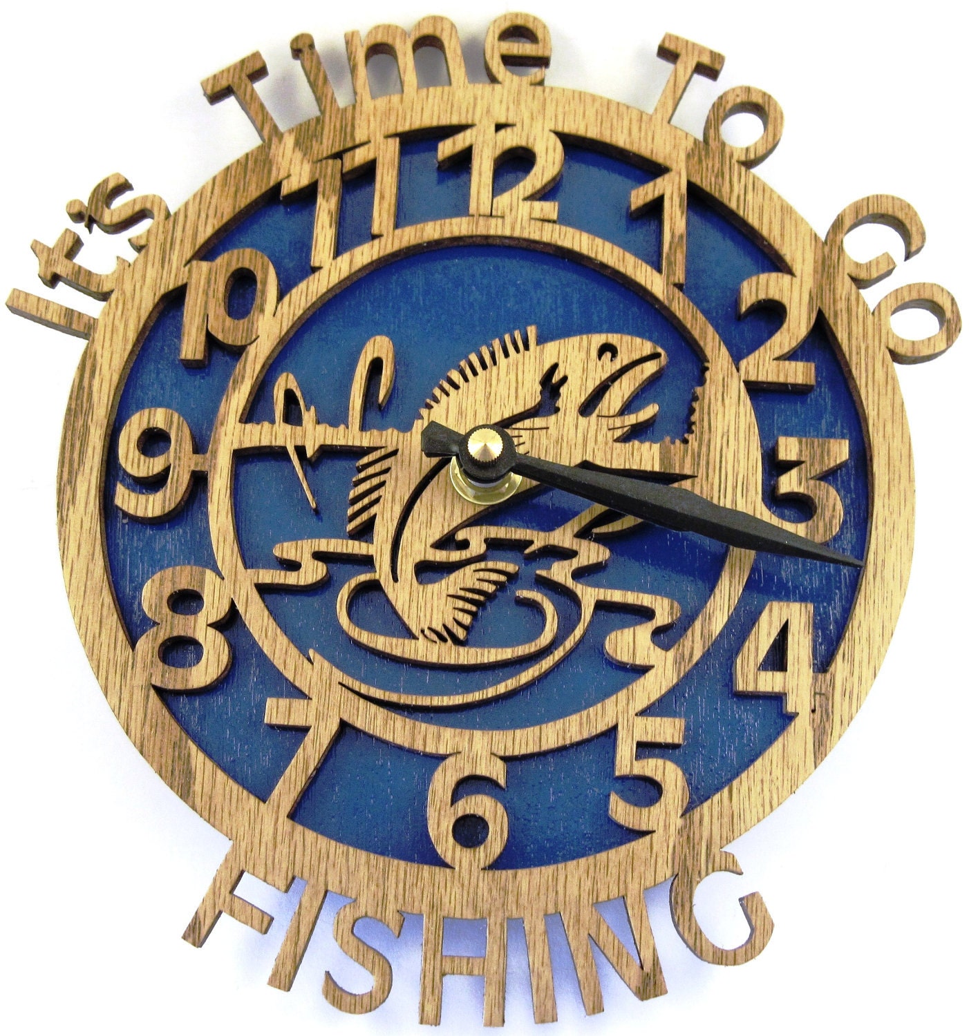 Fishing Clock: Scroll Saw Cut Oak Wood Wall Decor - Etsy