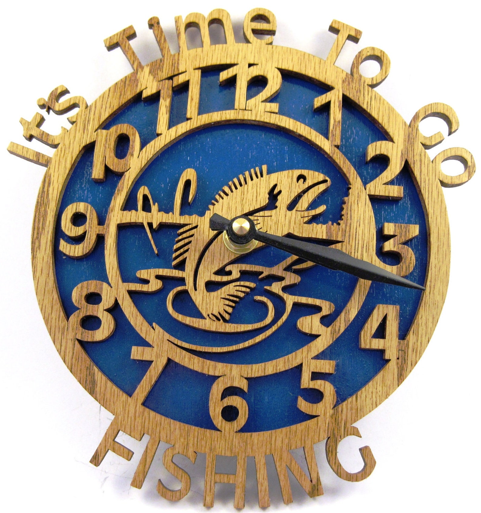 Fishing Clock: Scroll Saw Cut Oak Wood Wall Decor - Etsy