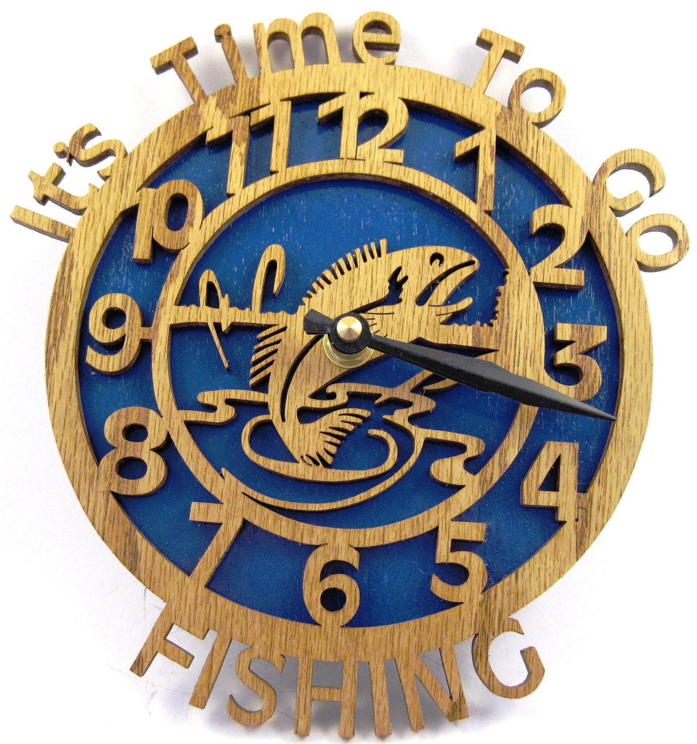 Fishing Clock: Scroll Saw Cut Oak Wood Wall Decor - Etsy