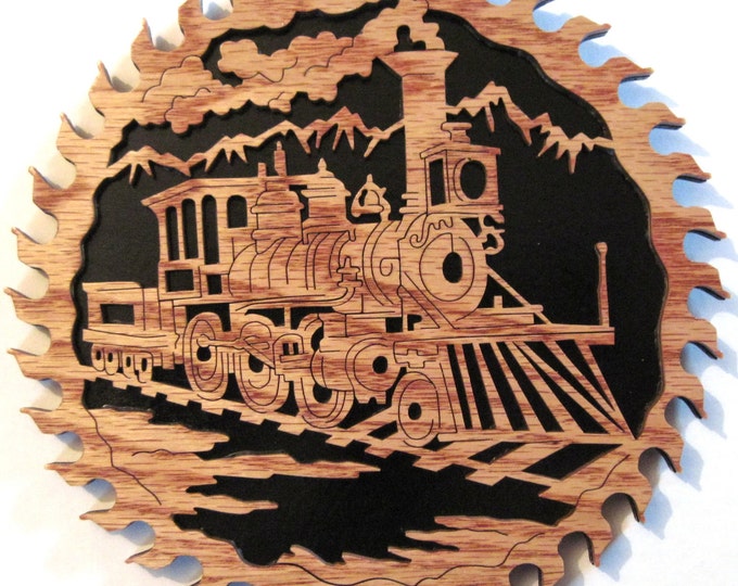 Train Scene in a Saw Blade Scroll Saw Cut Handmade - Etsy