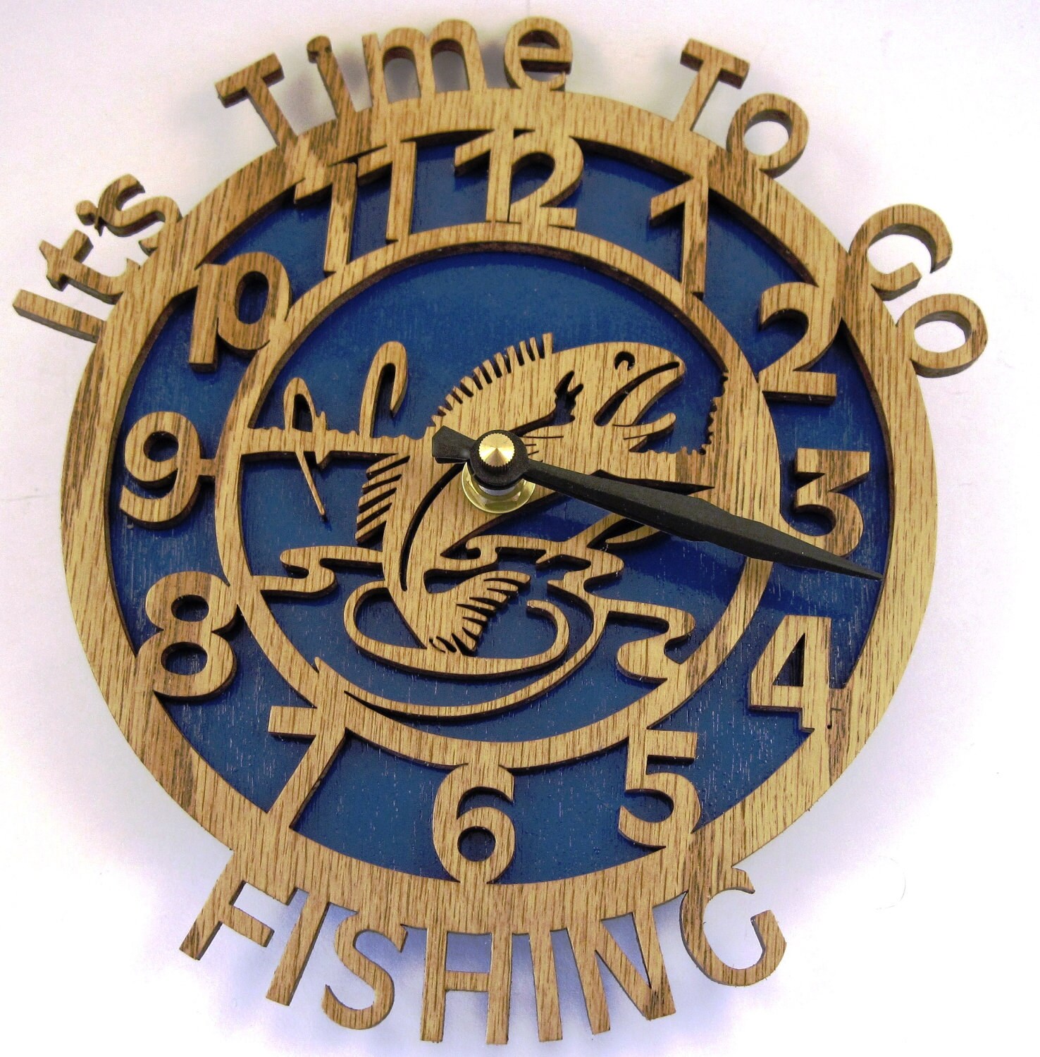 Fishing Clock: Scroll Saw Cut Oak Wood Wall Decor - Etsy