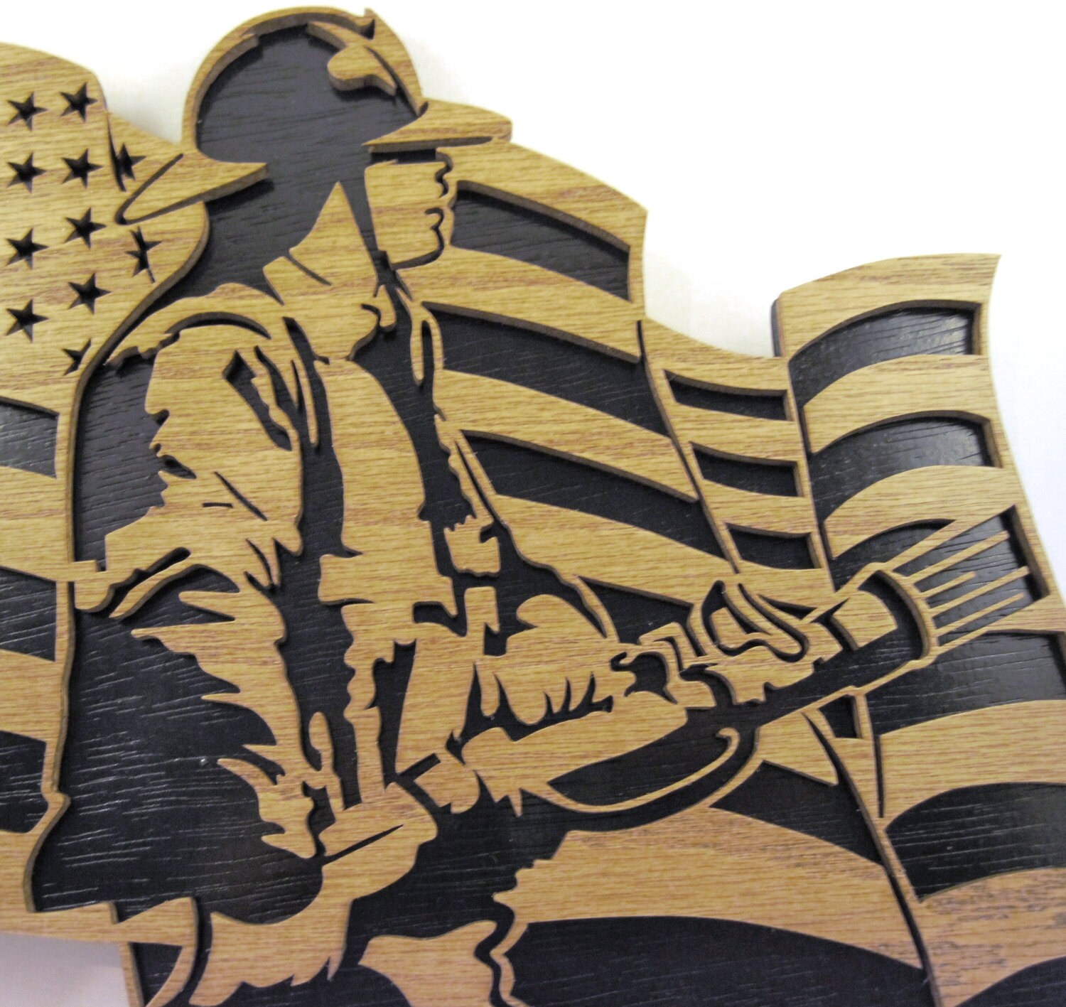 Firefighter in a Flag Scroll Saw Cut - Etsy