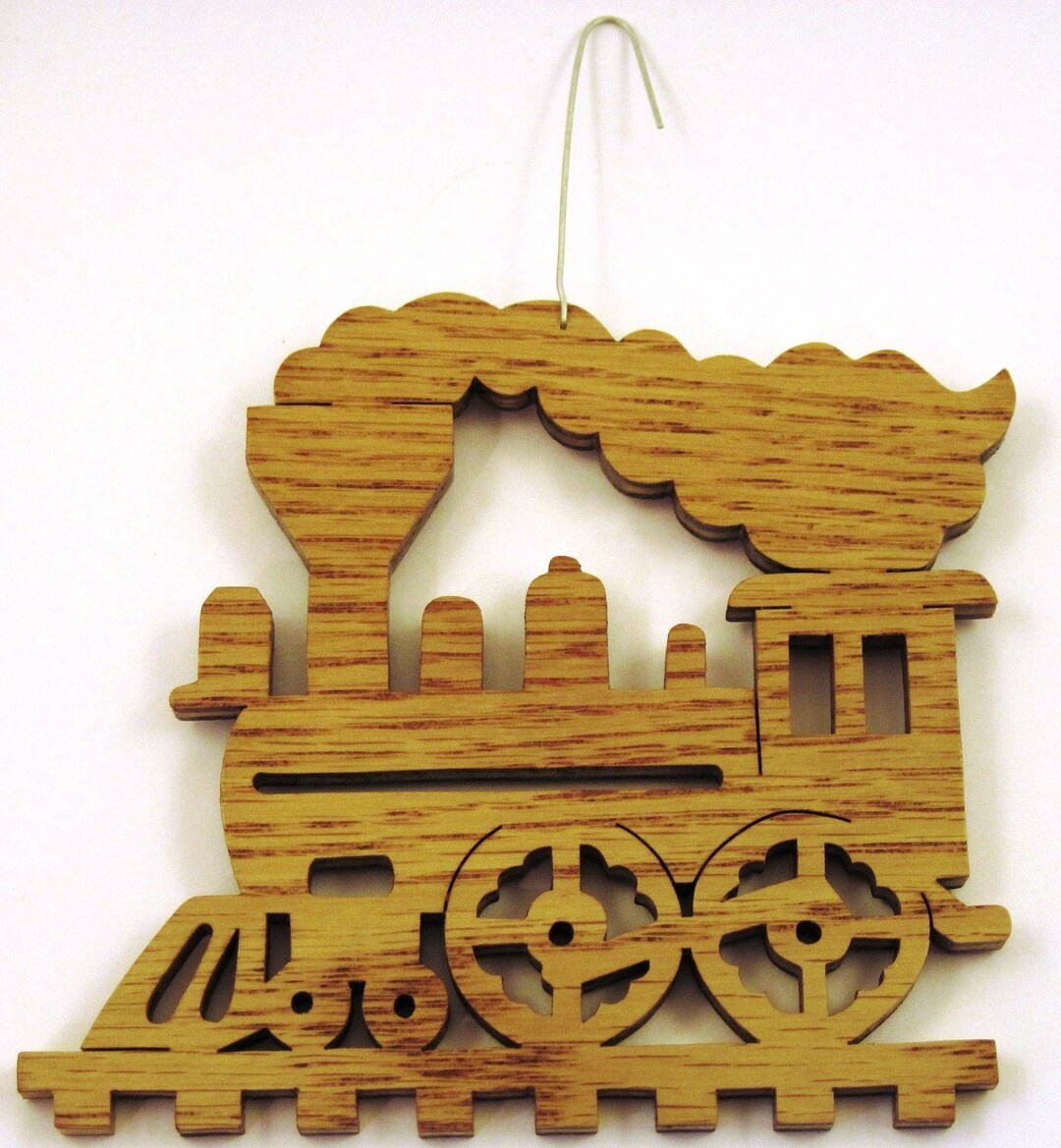 Scroll Saw Cut Wooden Train on Tracks Ornament - Etsy