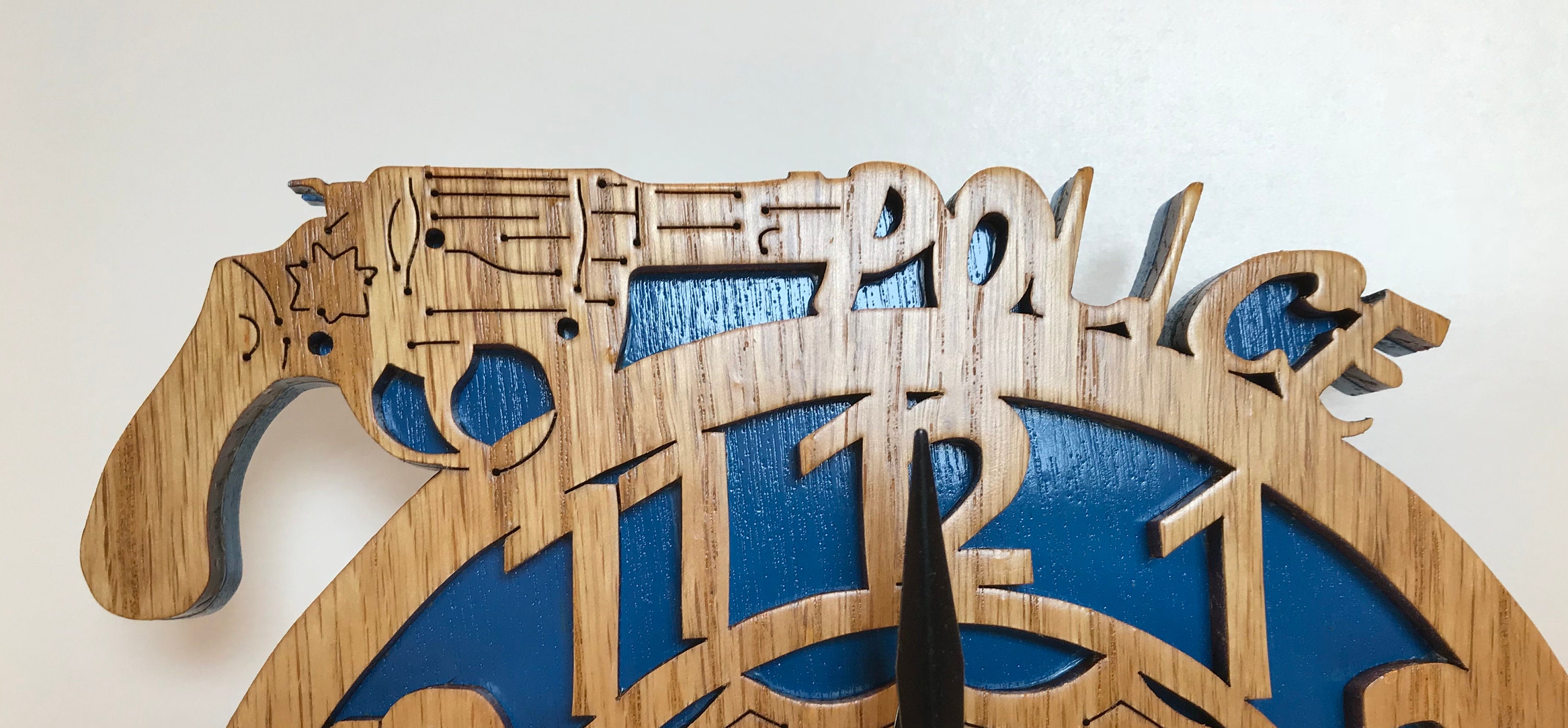 Police Clock, Scroll Saw Cut, Wooden Art, Woodworking, Wall Decor ...