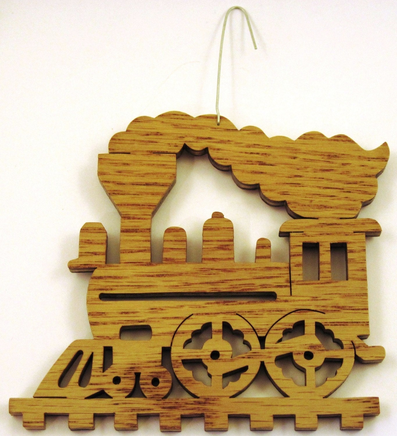 Scroll Saw Cut Wooden Train on Tracks Ornament - Etsy