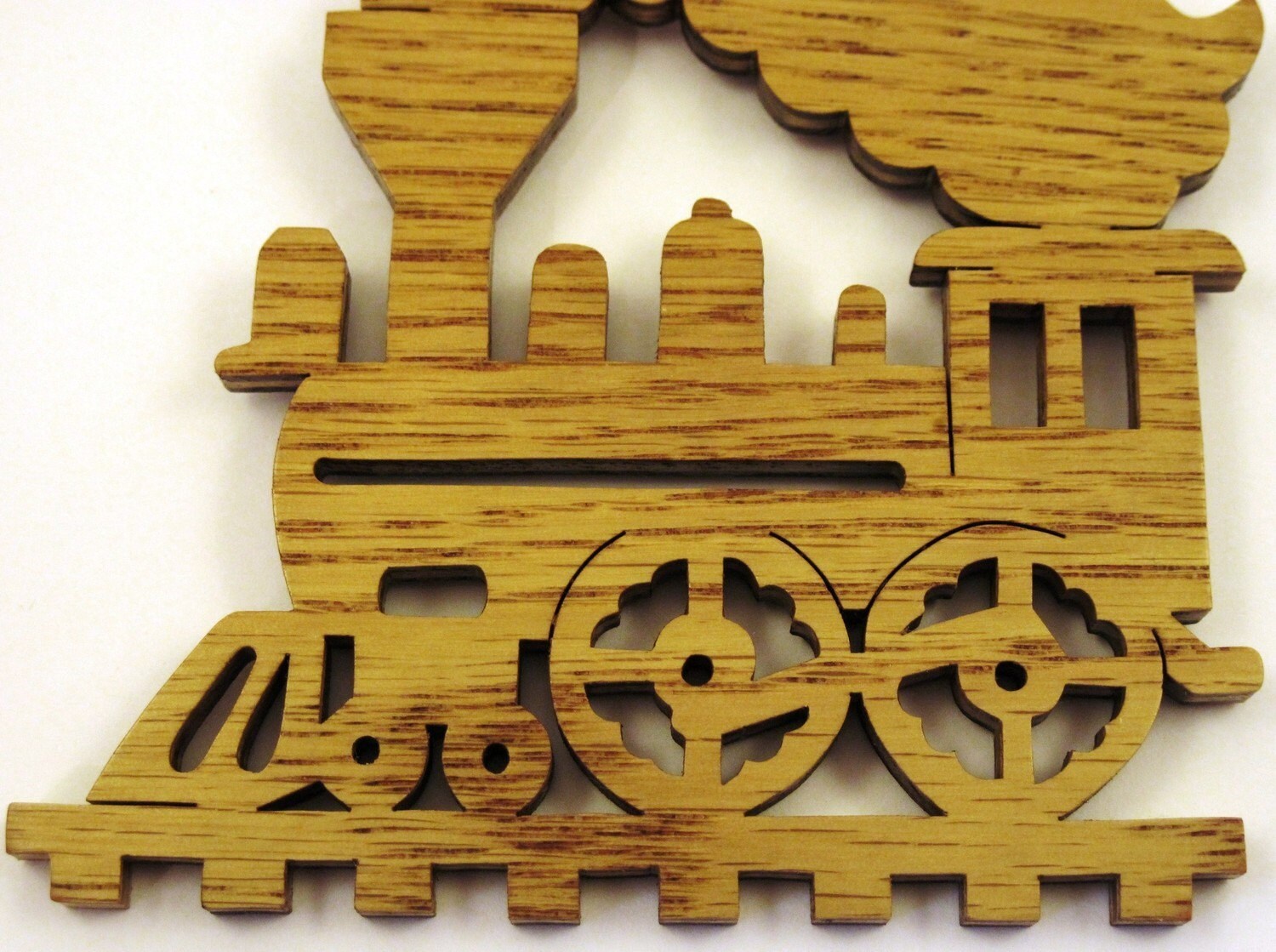 Scroll Saw Cut Wooden Train on Tracks Ornament - Etsy