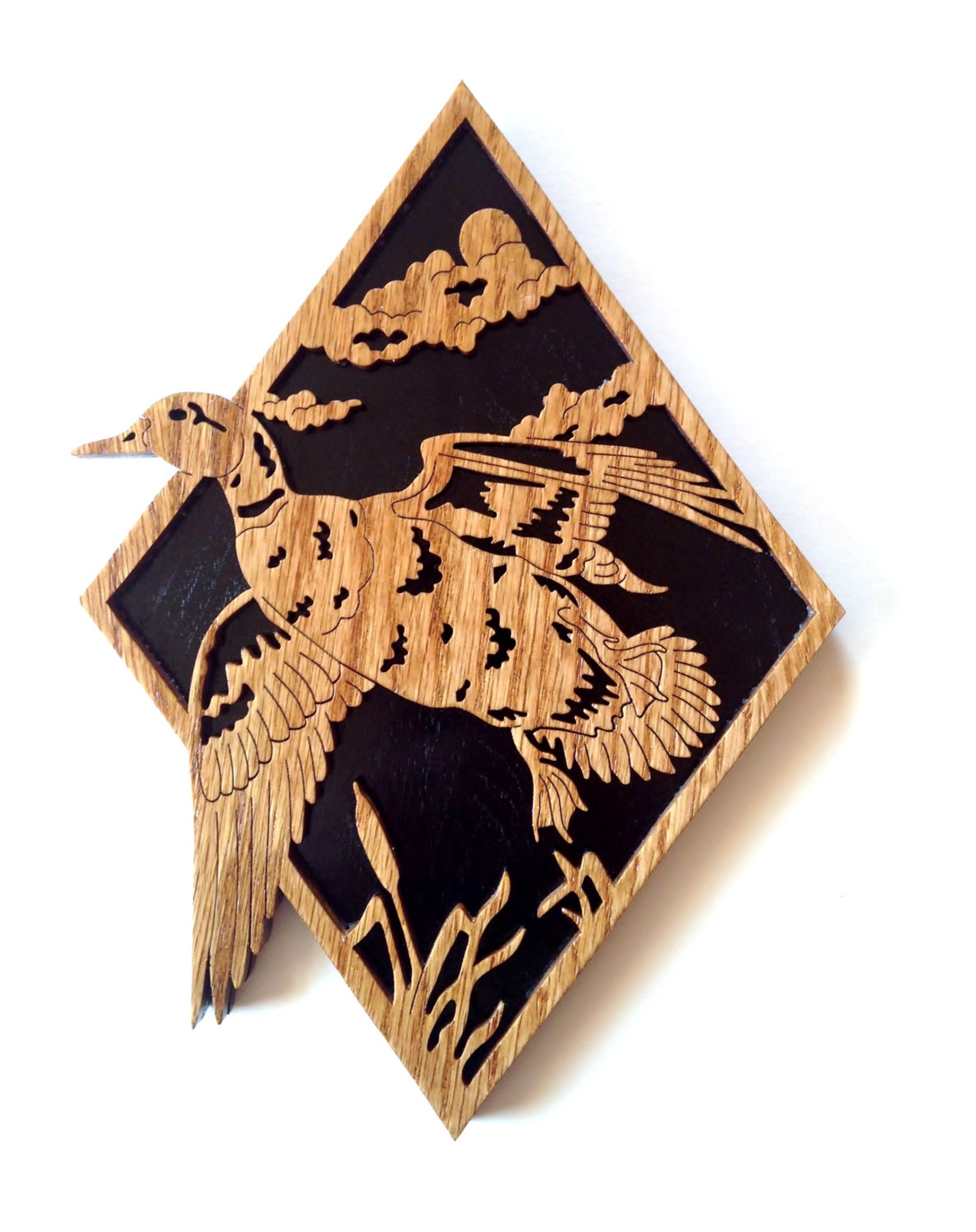 Mallard Duck in a Diamond Scroll Saw Cut, Fretwork, Wall Hanging, Home ...