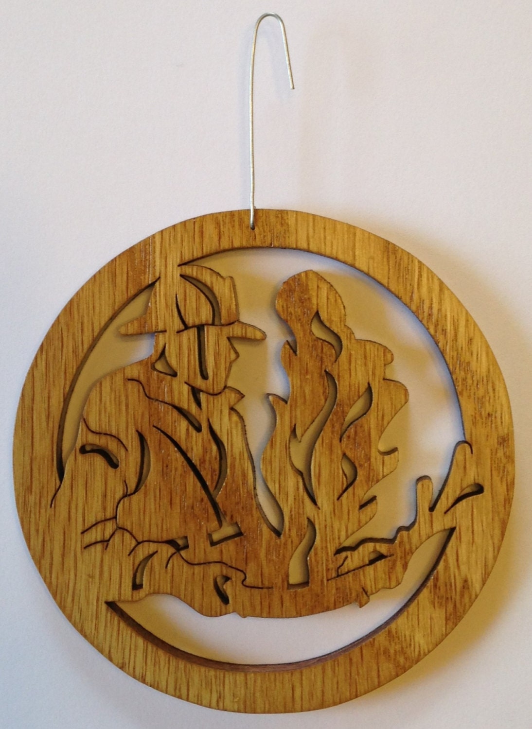 Scroll Saw Cut Woodworking Firefighter Ornament of a Firefighter With a ...
