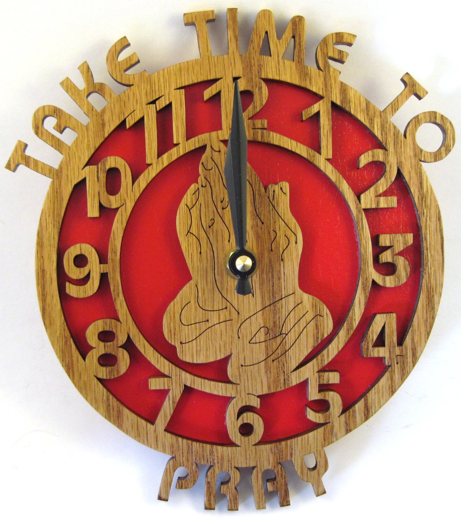 Handmade Oak Praying Hands Clock: Scroll Saw Wall Decor - Etsy