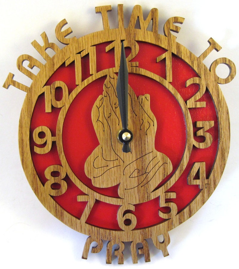 Handmade Oak Praying Hands Clock: Scroll Saw Wall Decor - Etsy