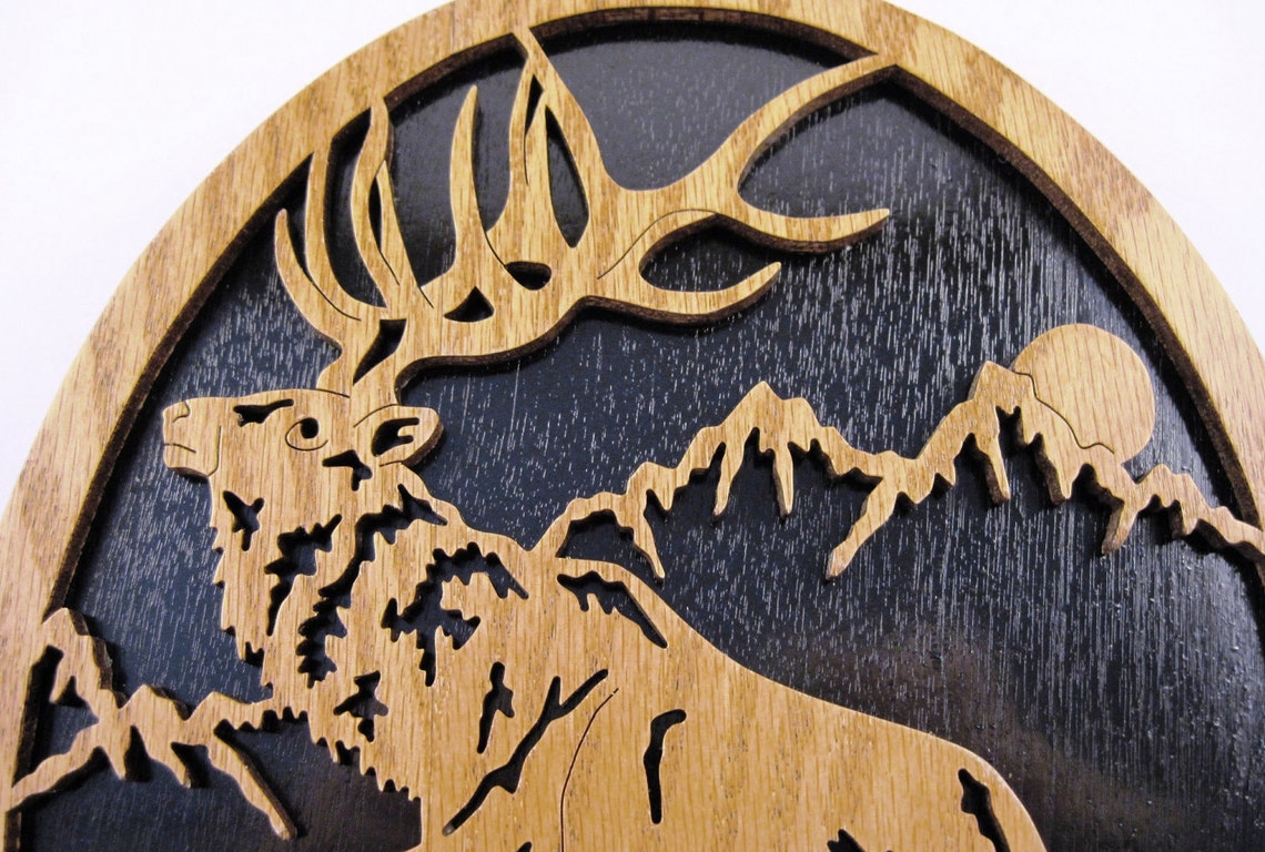 Elk on a Mountain Scroll Saw Cut - Etsy