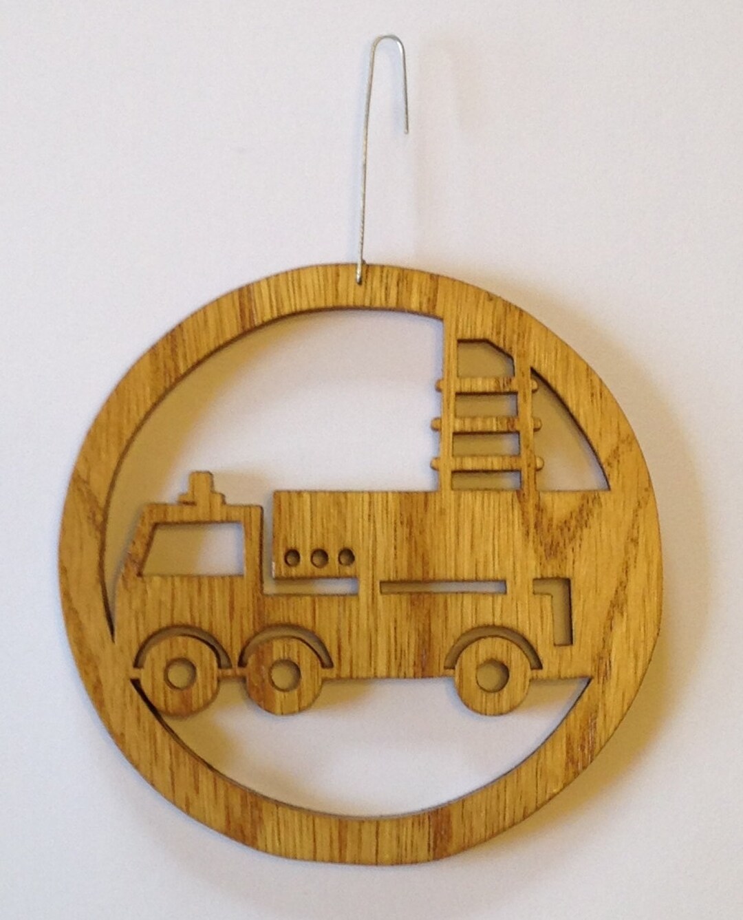 Scroll Saw Cut Woodworking Firefighter Ornament of a Fire Truck ...
