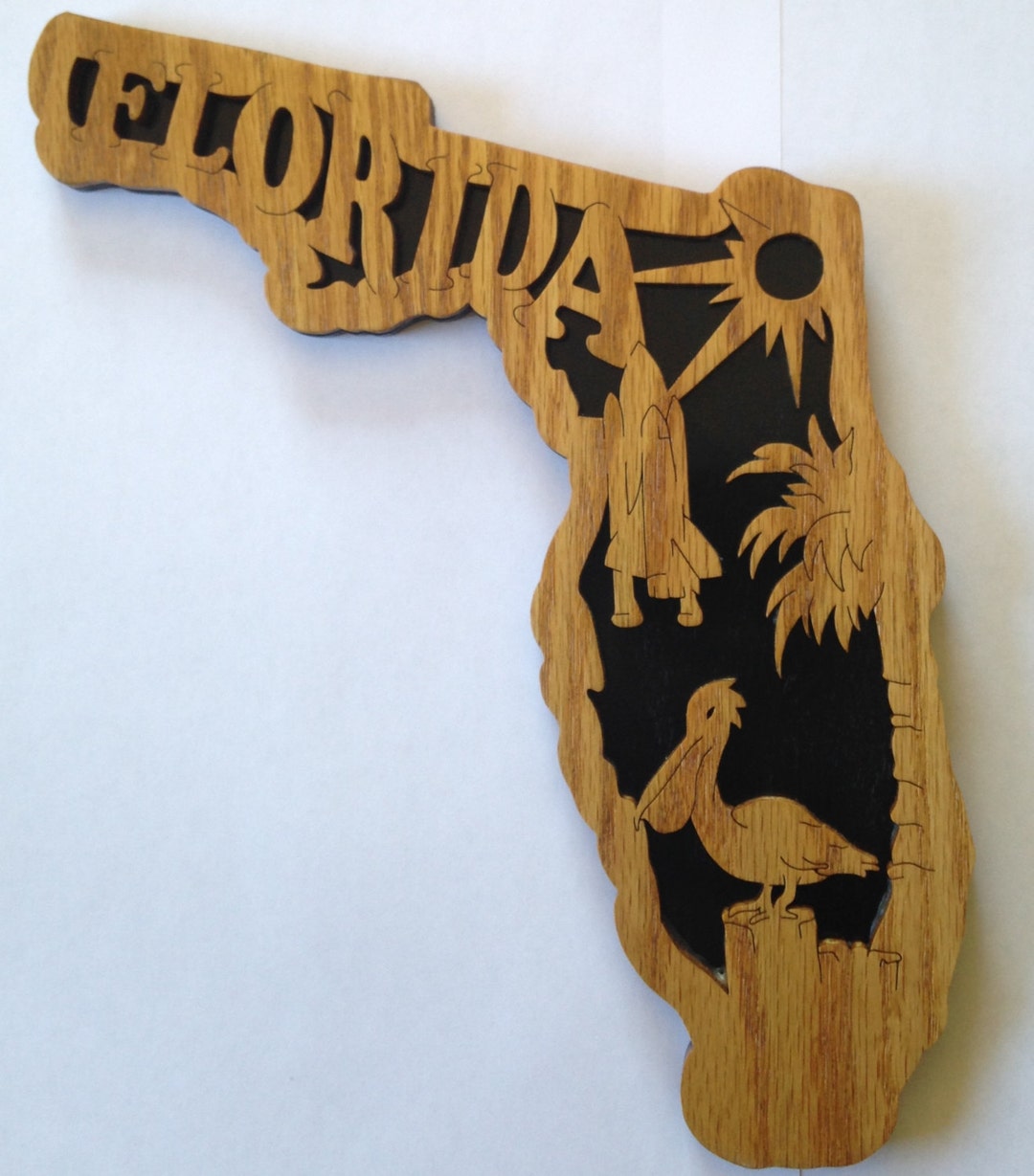 State of Florida Scroll Saw Cut, Handmade, Woodworking, Fretwork, Wall ...