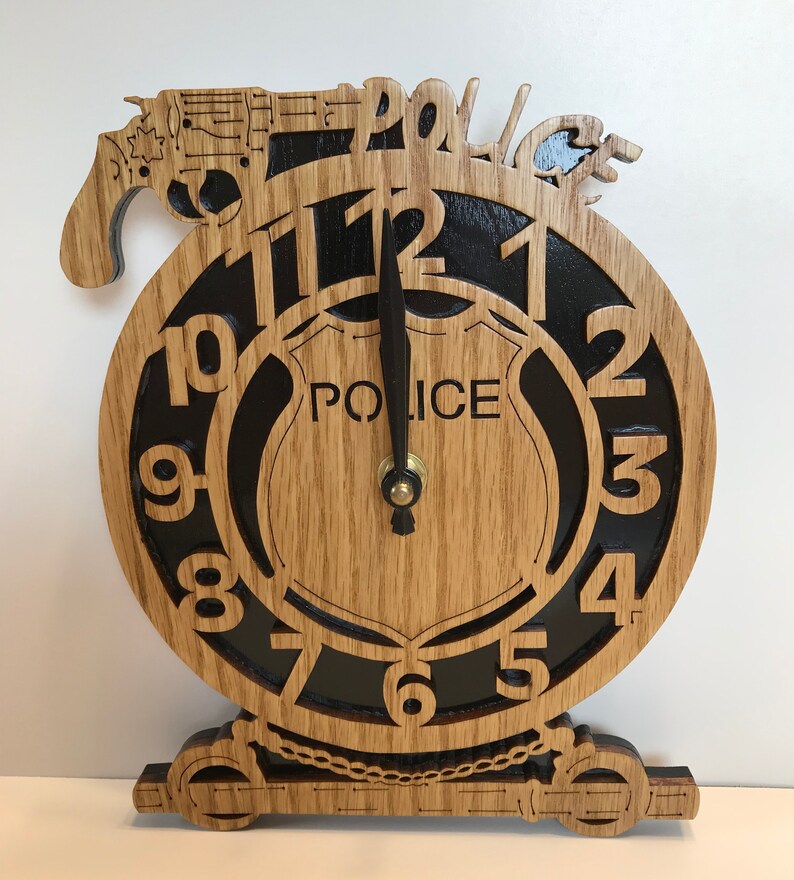 Police Clock, Scroll Saw Cut, Wooden Art, Woodworking, Wall Decor ...