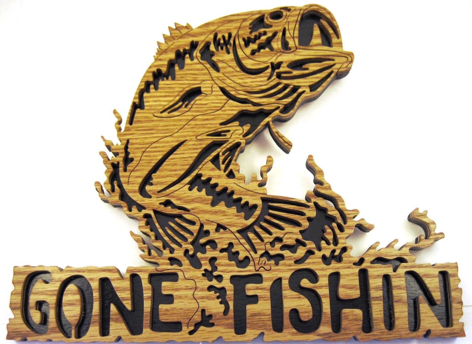 Gone Fishin' Scroll Saw Cut Sign Handmade, Woodworking, Wall Decor ...