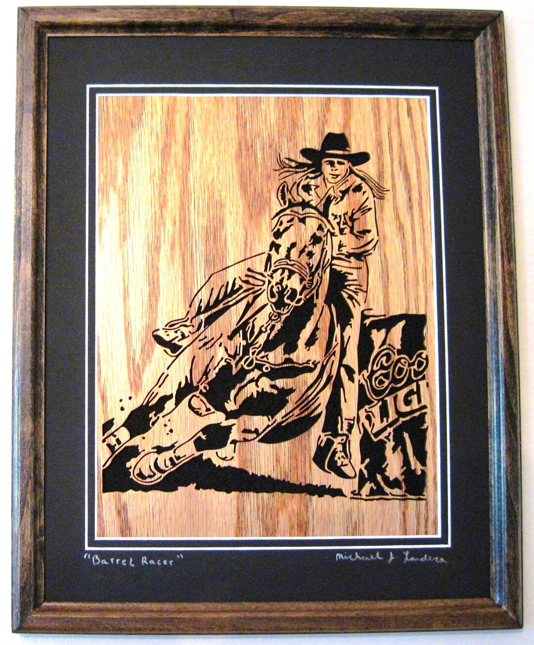 Barrel Racer Oak Wood Art: Scroll Saw Framed Wall Decor - Etsy