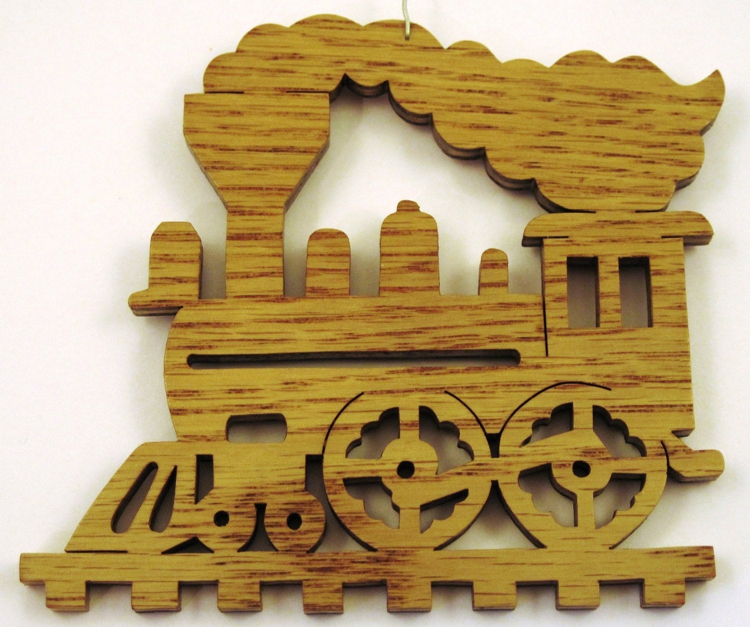 Scroll Saw Cut Wooden Train on Tracks Ornament - Etsy