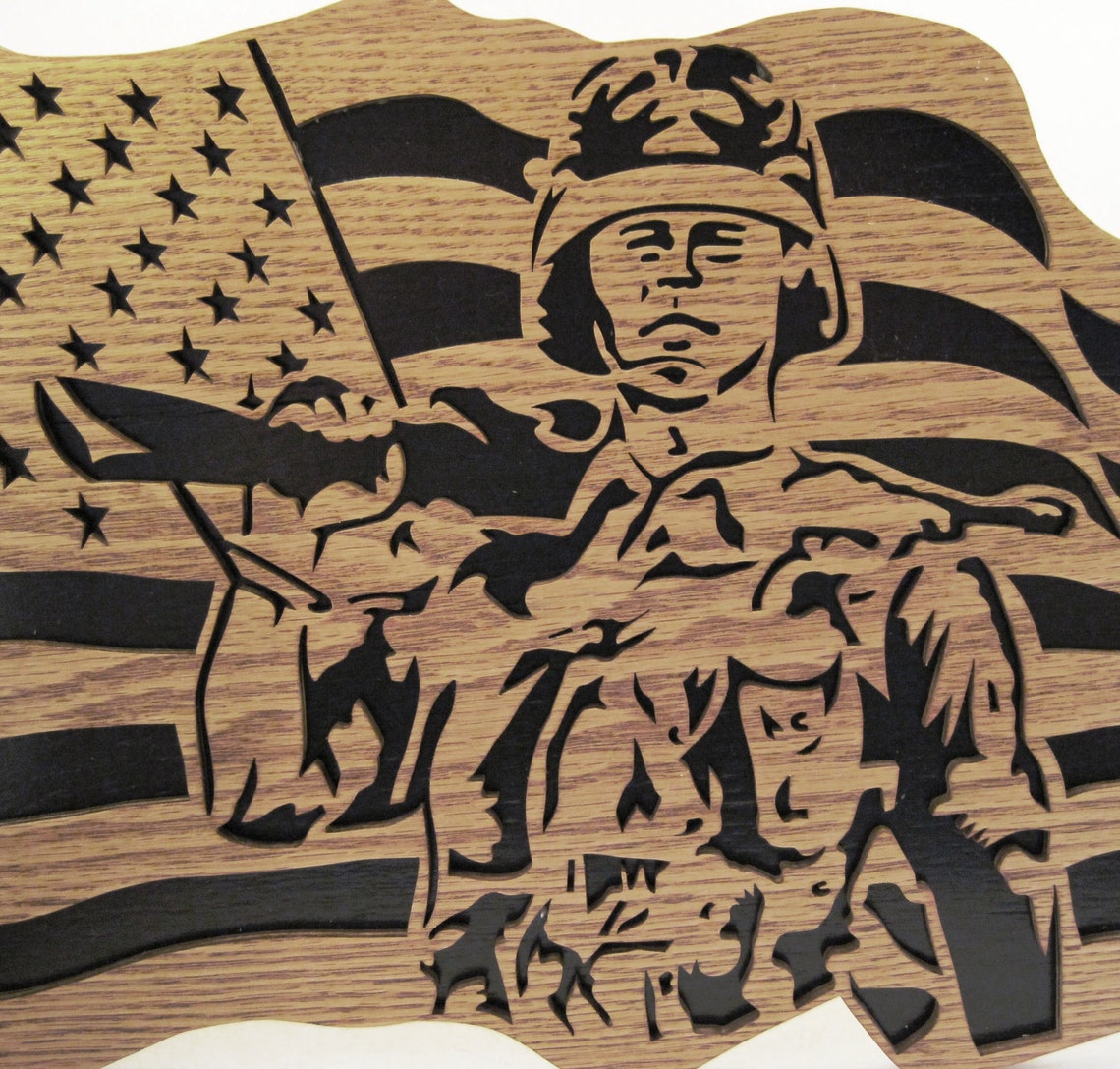 Soldier in a Flag Scroll Saw Cut - Etsy
