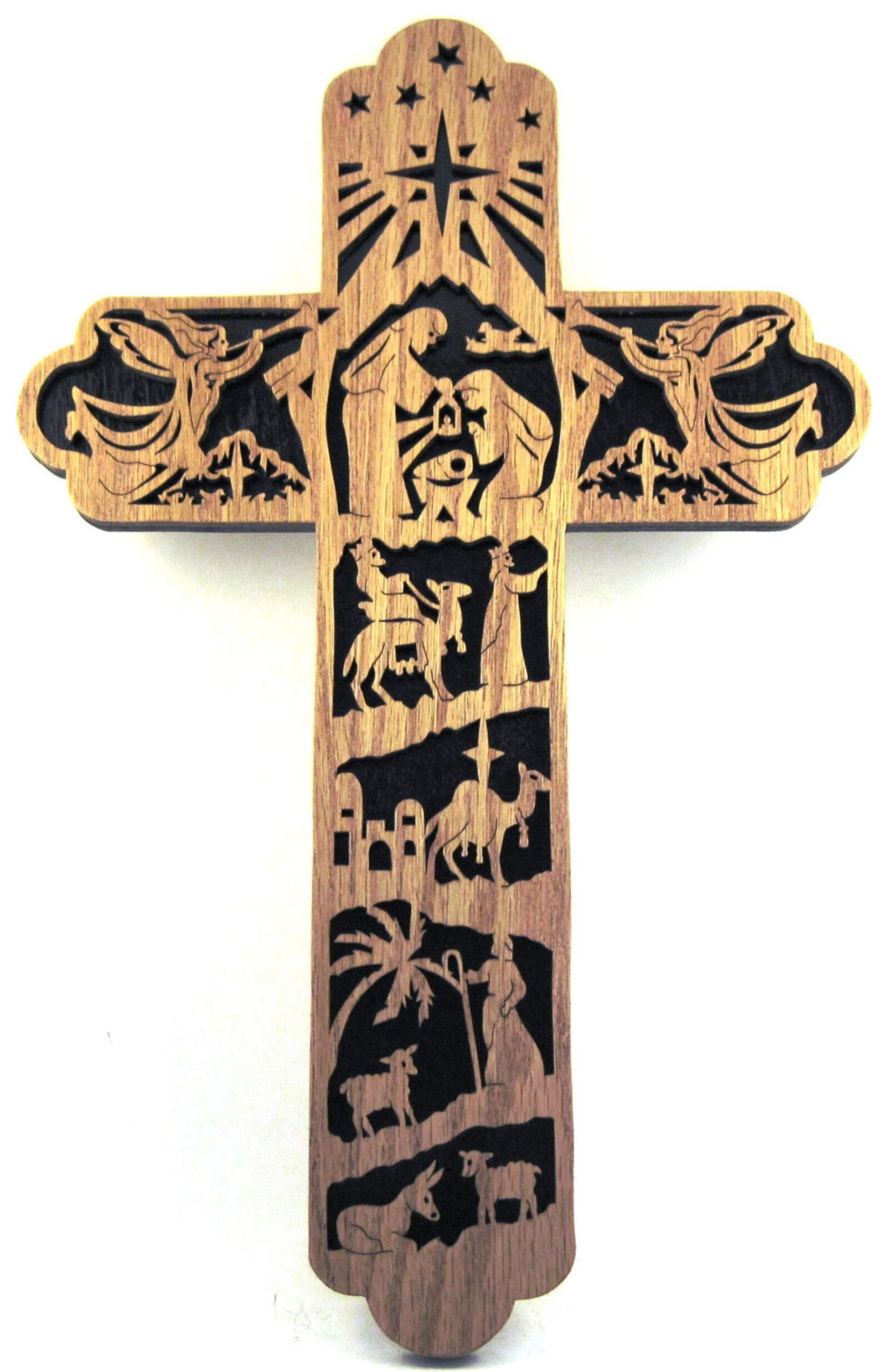 Scroll Saw Cut Nativity Scene Cross | Etsy