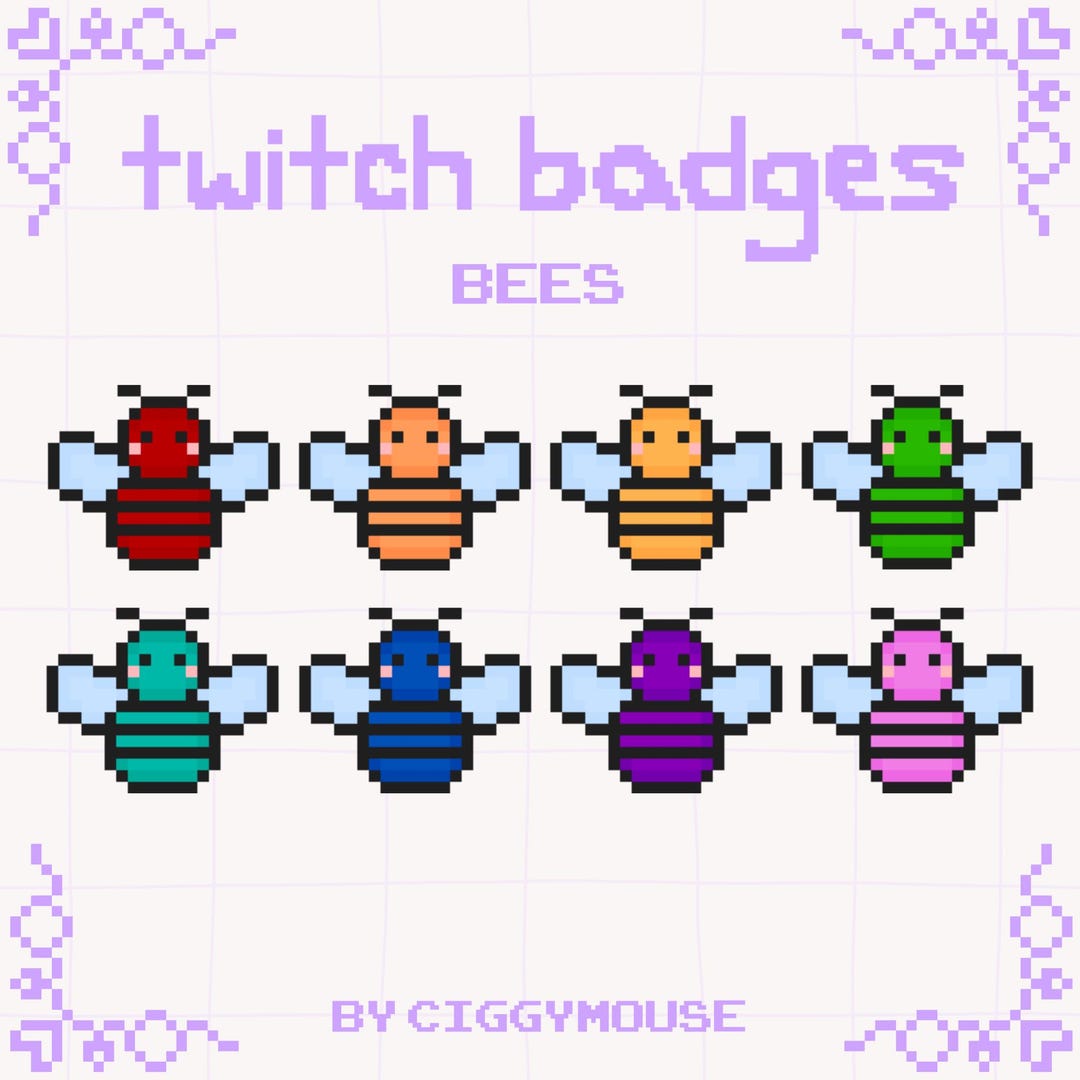 Bumble Bee Sub Badges for Twitch, Pixel Art Bit Badges, Cute Bumble ...