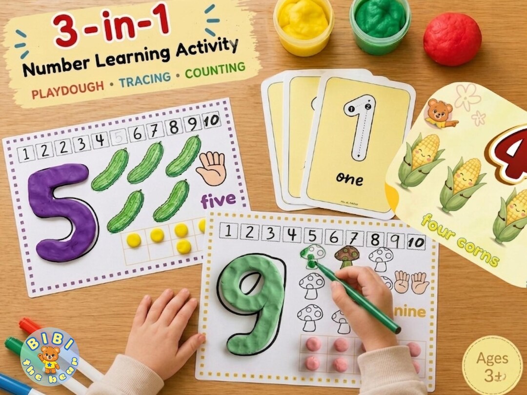 Toddler Counting Worksheets 1-10, Vegetable Math Printable, Number ...