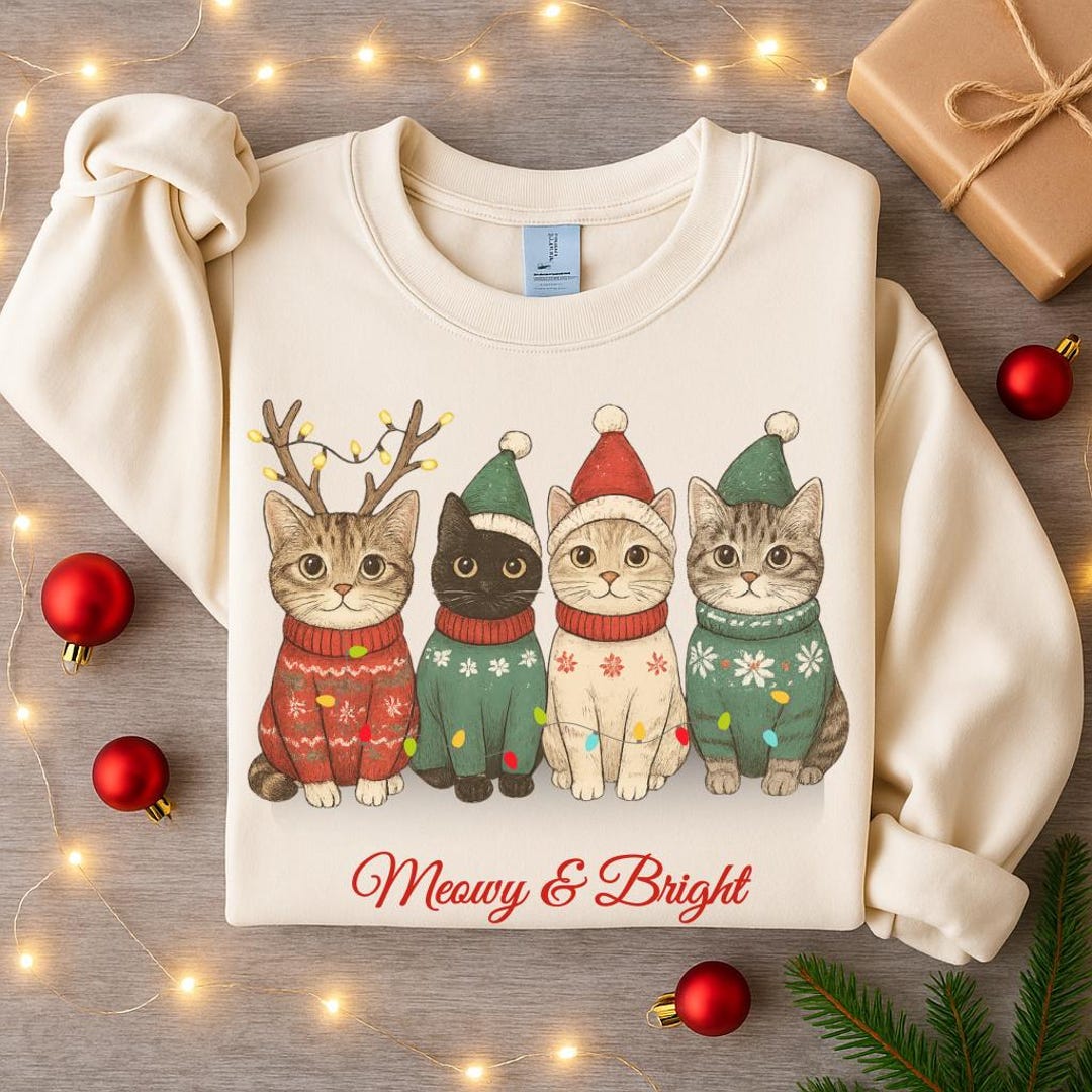 Meowy & Bright Christmas Cat PNG: Santa Hat Clipart for Festive Feline ...