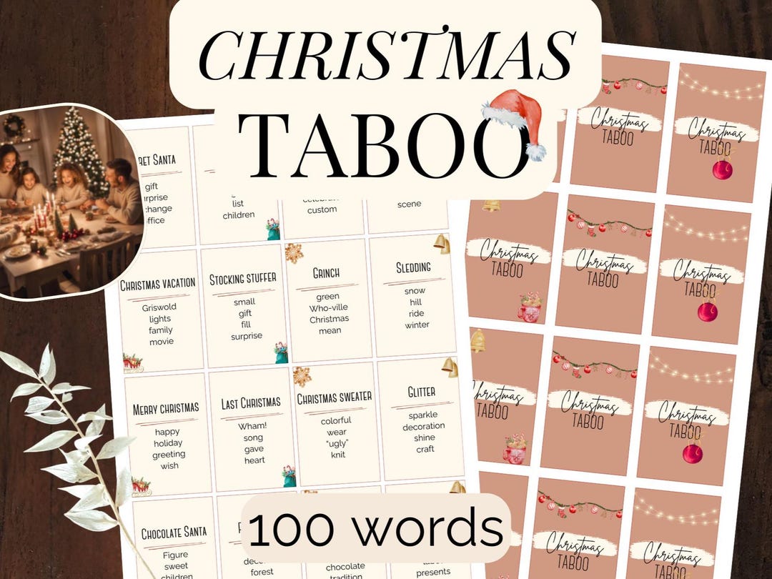 Christmas Taboo Game Printable Family Game for Holiday Fun Xmas Family ...